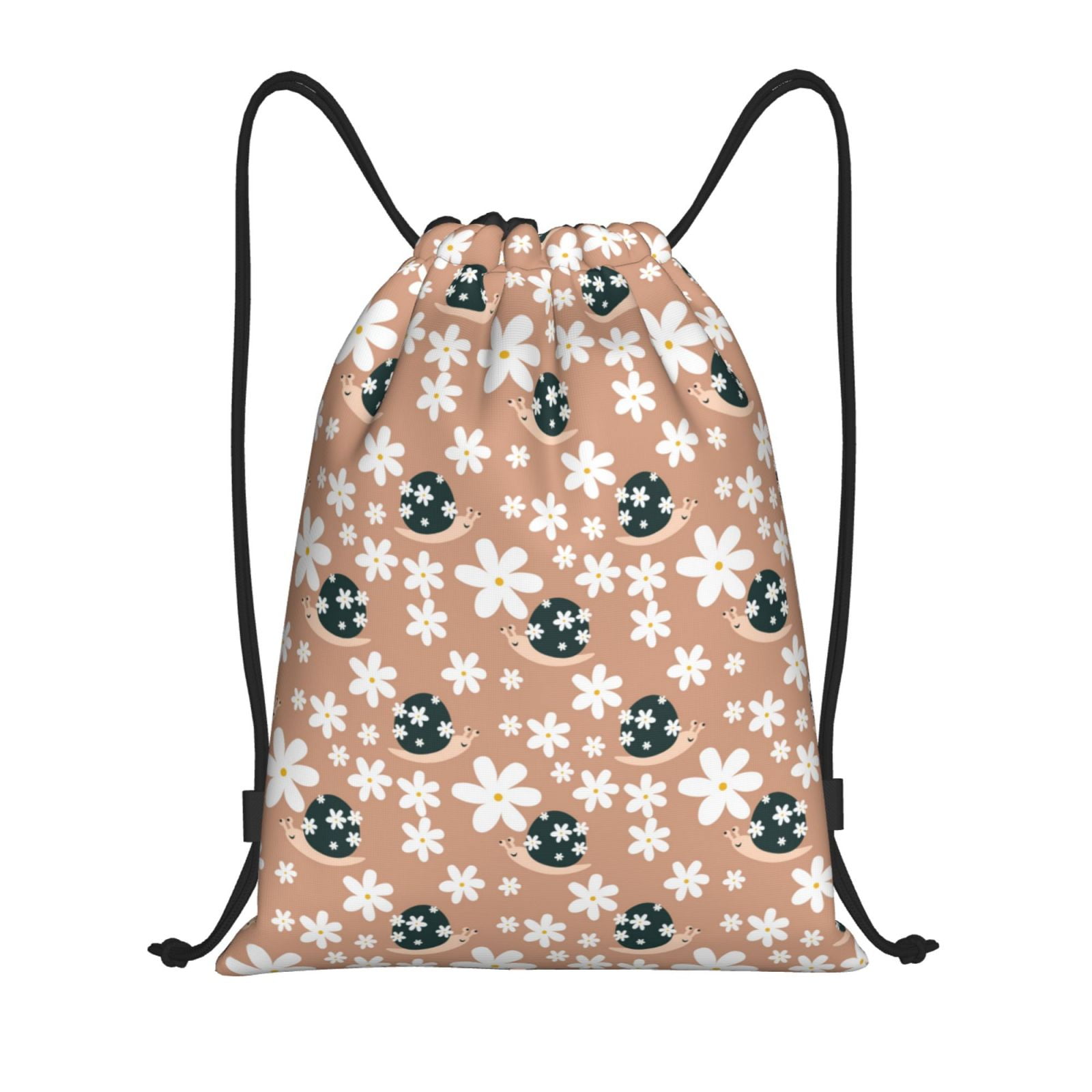 Drawstring Backpack - Cute Snail Daisy Splash Proof Small Drawstring ...