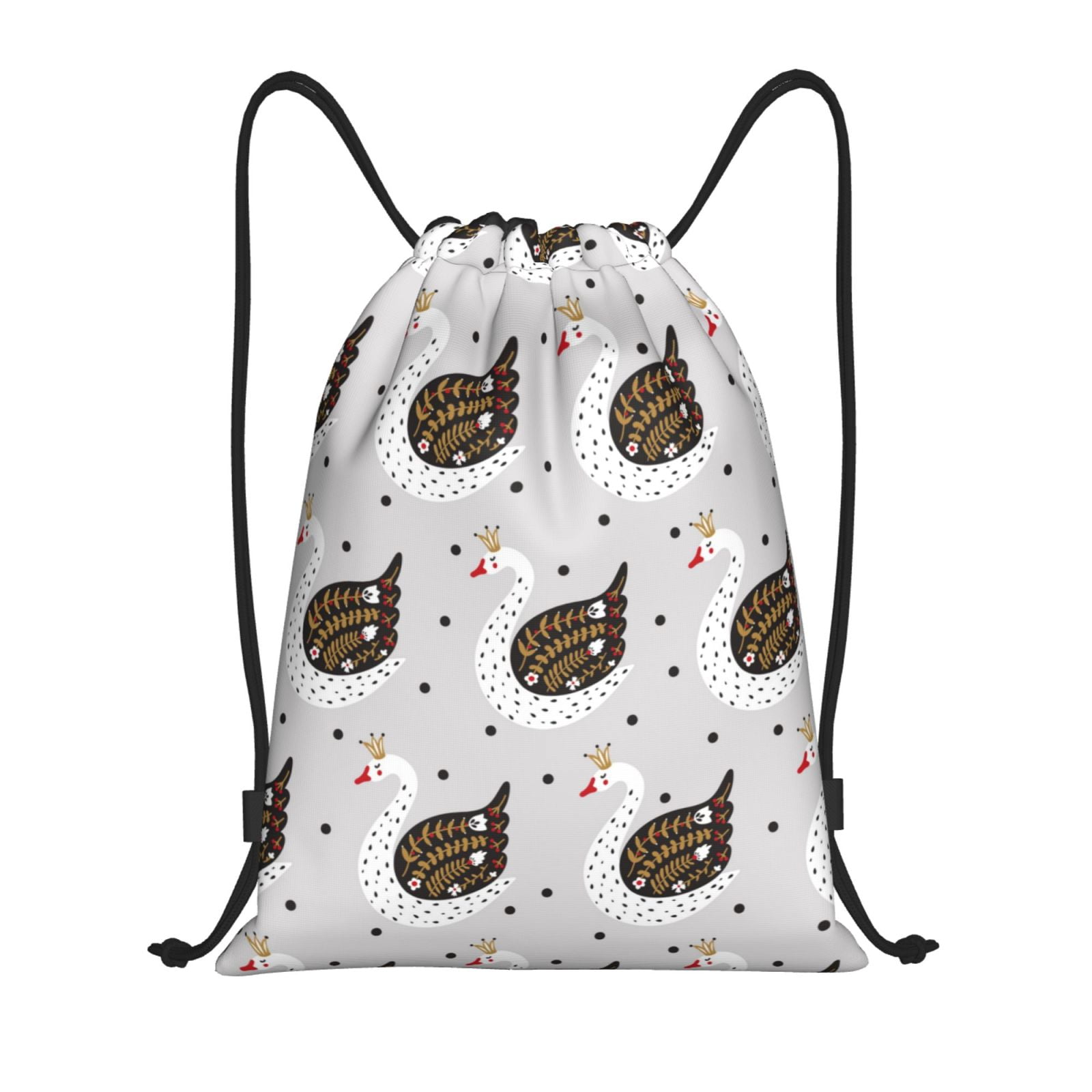 Drawstring Backpack - Cute Swan Splash Proof Small Drawstring Gym Bag ...