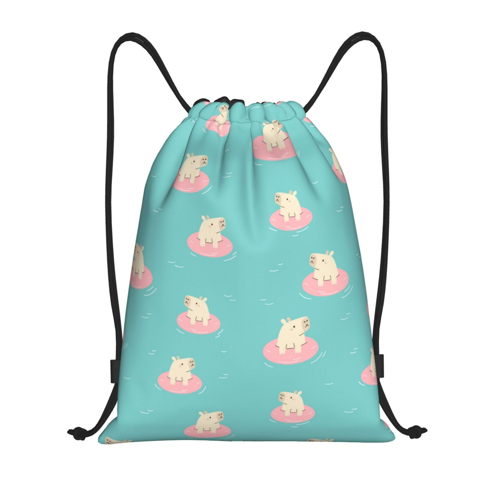 Drawstring Backpack - Cute Swim Capybaras Splash Proof Small Drawstring ...