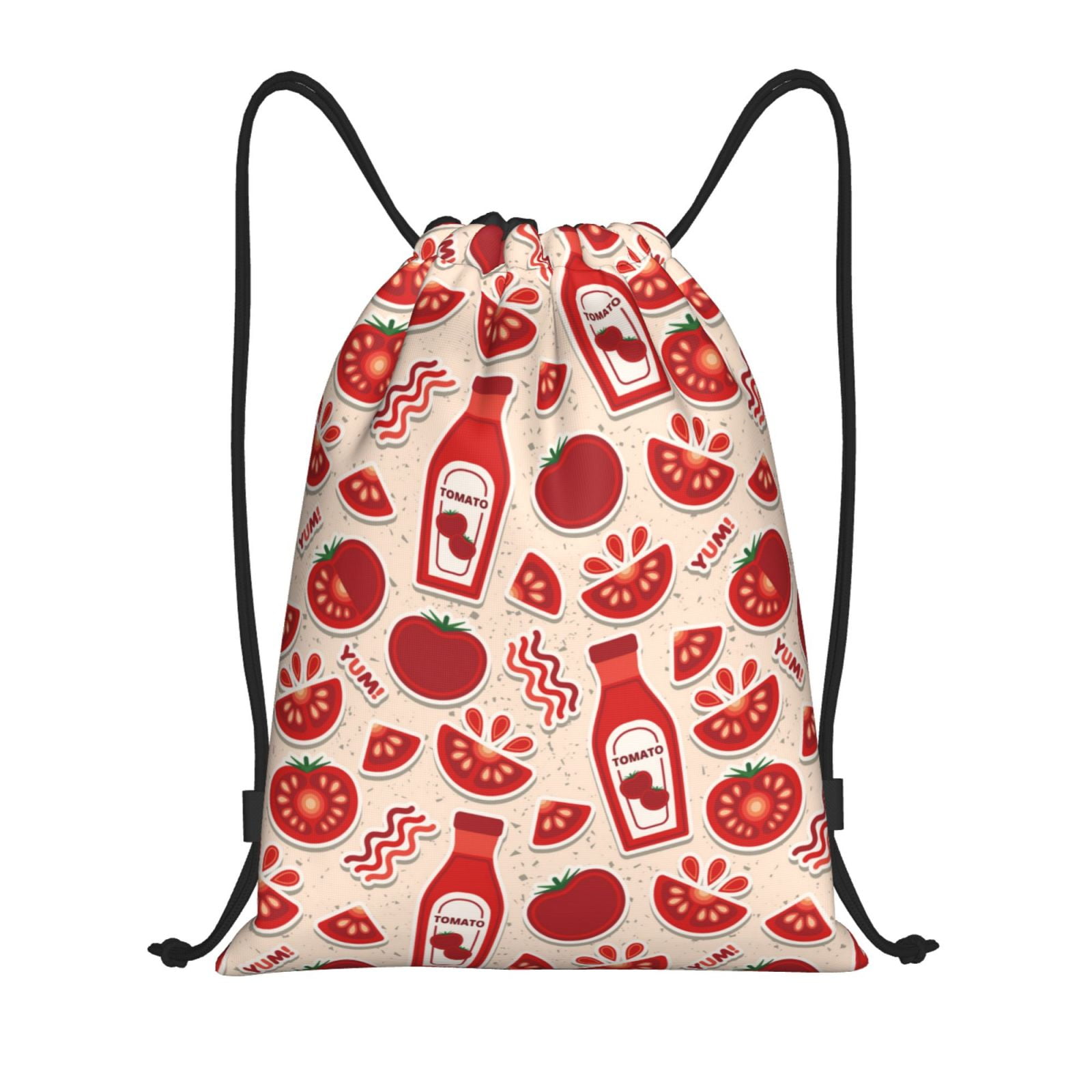 Drawstring Backpack, Cute Tomato Ketchup Light Waterproof Sports Gym ...