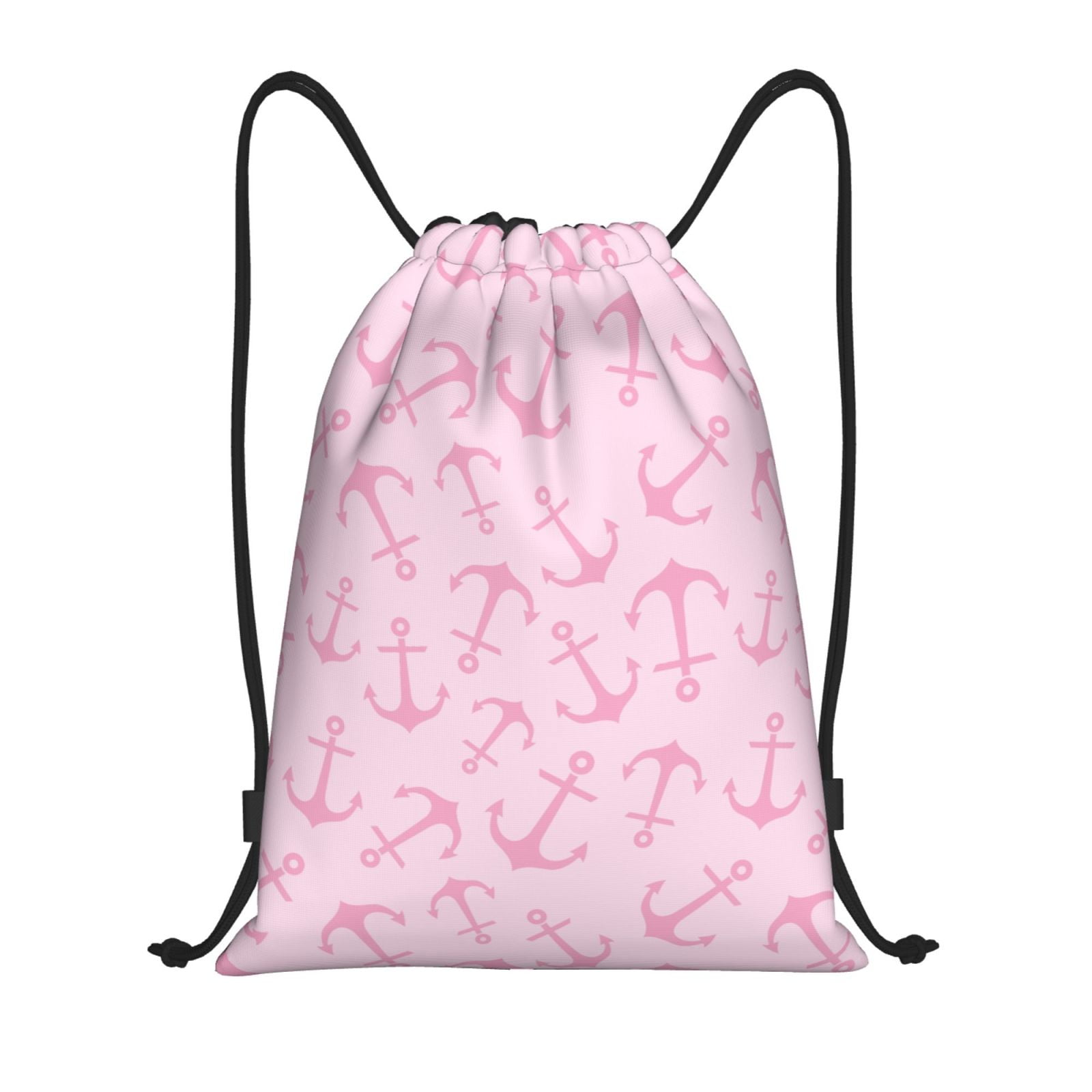 Drawstring Backpack, Cute pink anchor Light Waterproof Sports Gym Bag ...
