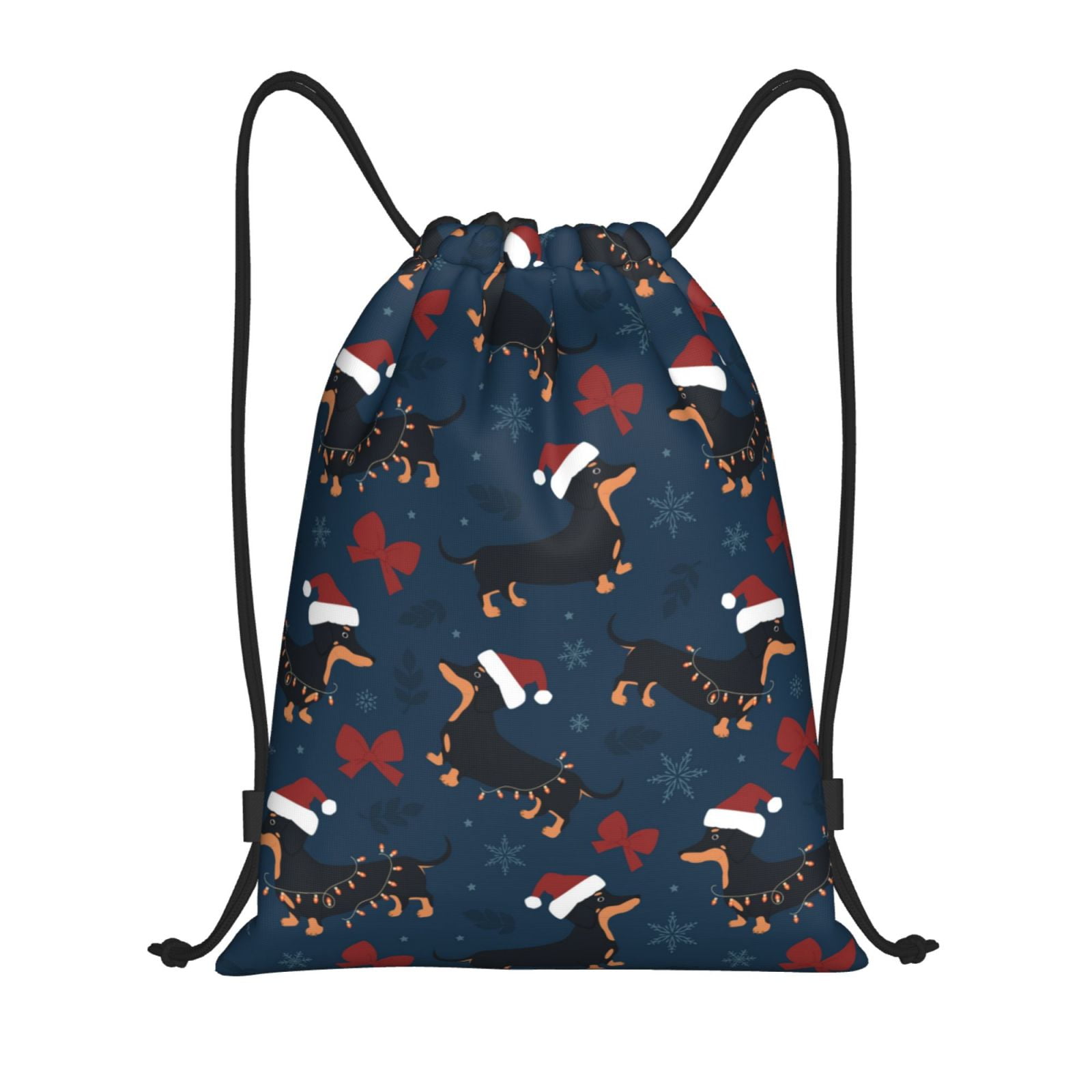 Drawstring Backpack Dachshund Dog Puppy Red Hat Sports Gym Bag for Men ...