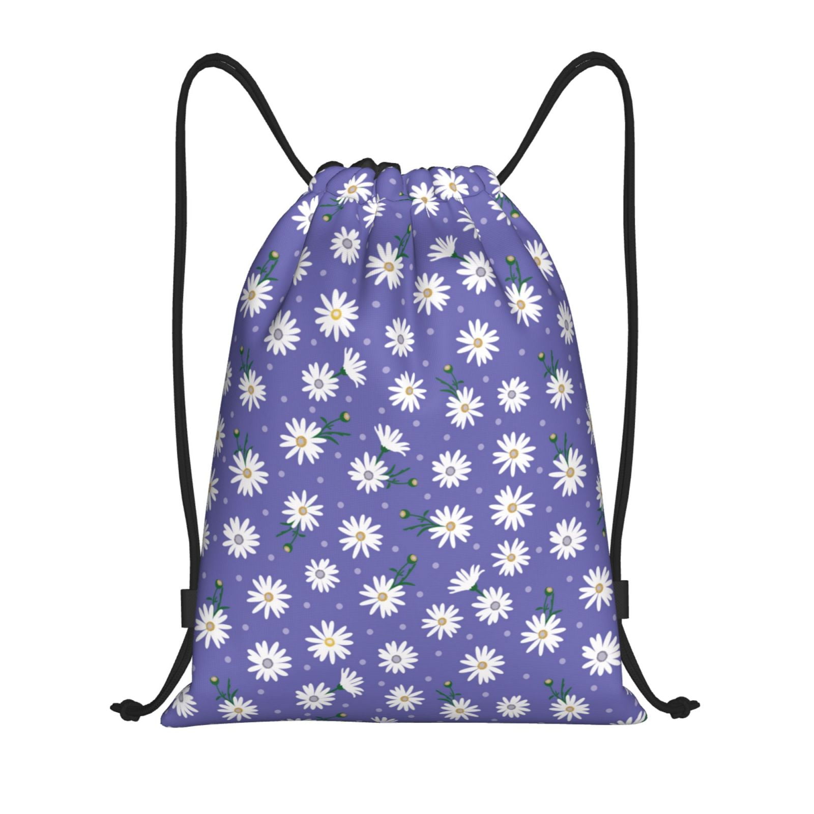 Drawstring Backpack - Daisies Flowers Purple Starry Sky Cheer Gym Bag ...