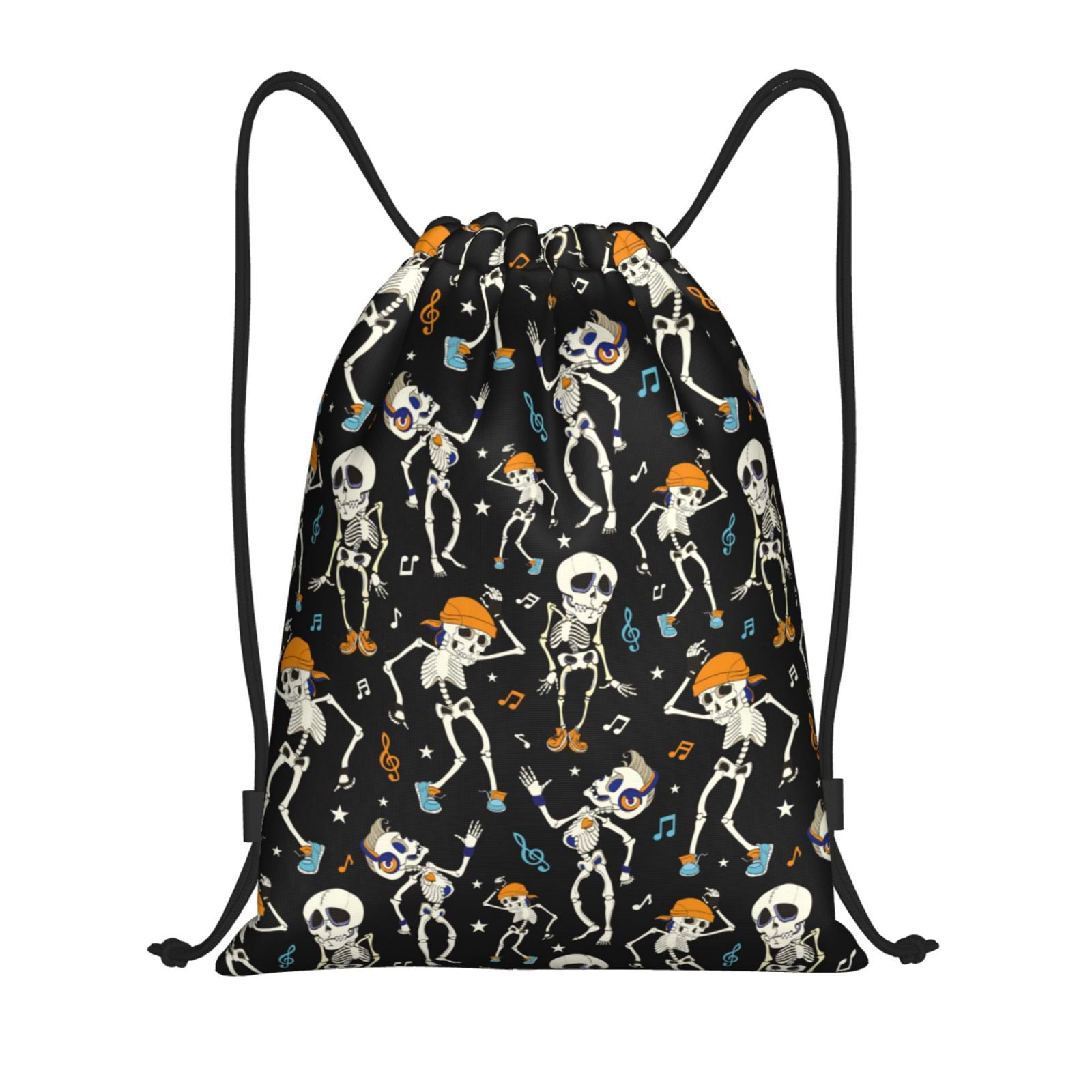 Drawstring Backpack, Dancing Skeleton Party Light Waterproof Sports Gym ...