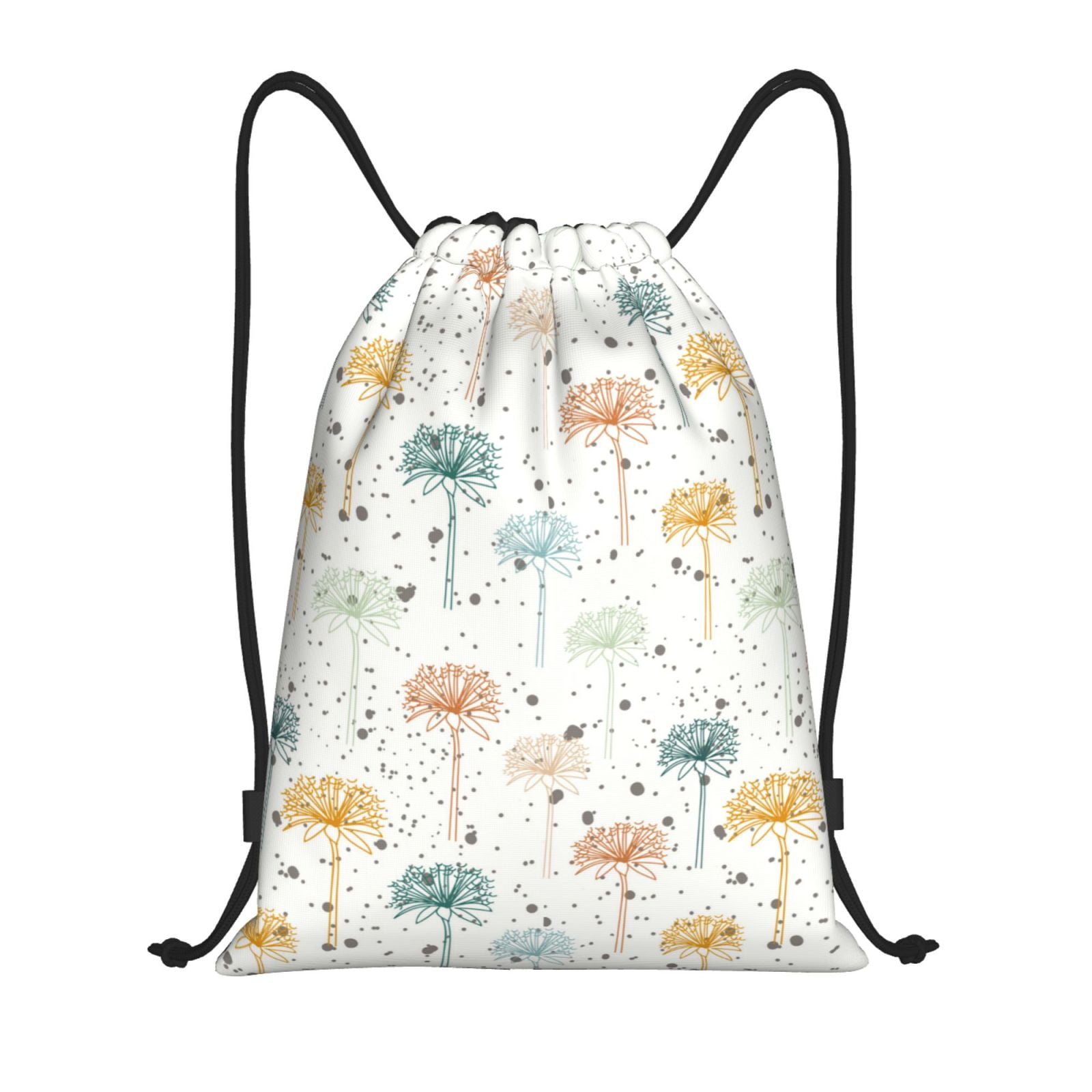 Drawstring Backpack, Dandelion Light Waterproof Sports Gym Bag Draw ...