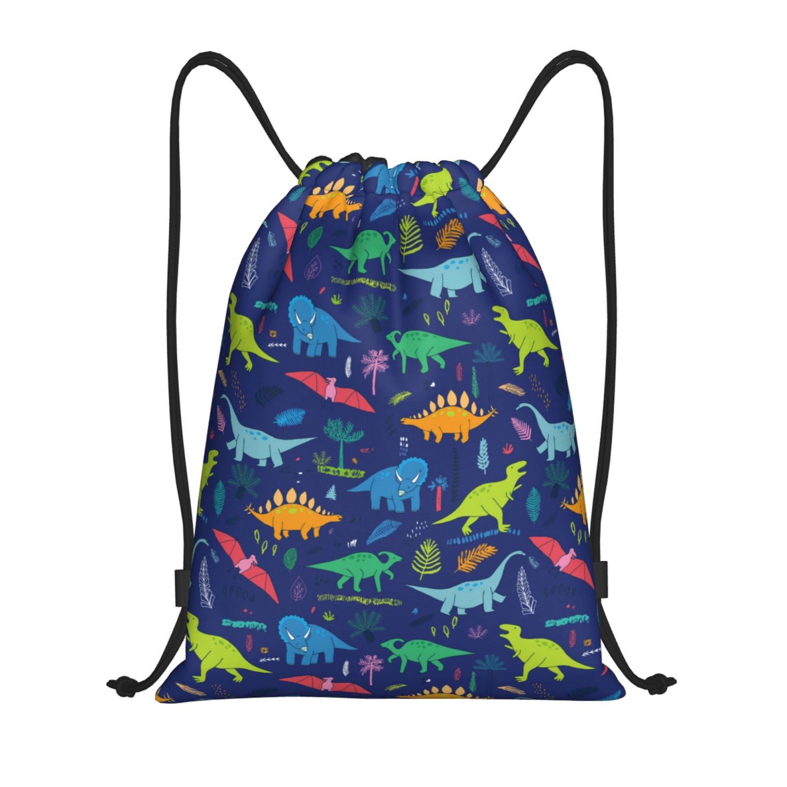 Drawstring Backpack - Dinosaur Palms Tropical Leaves Splash Proof Small ...