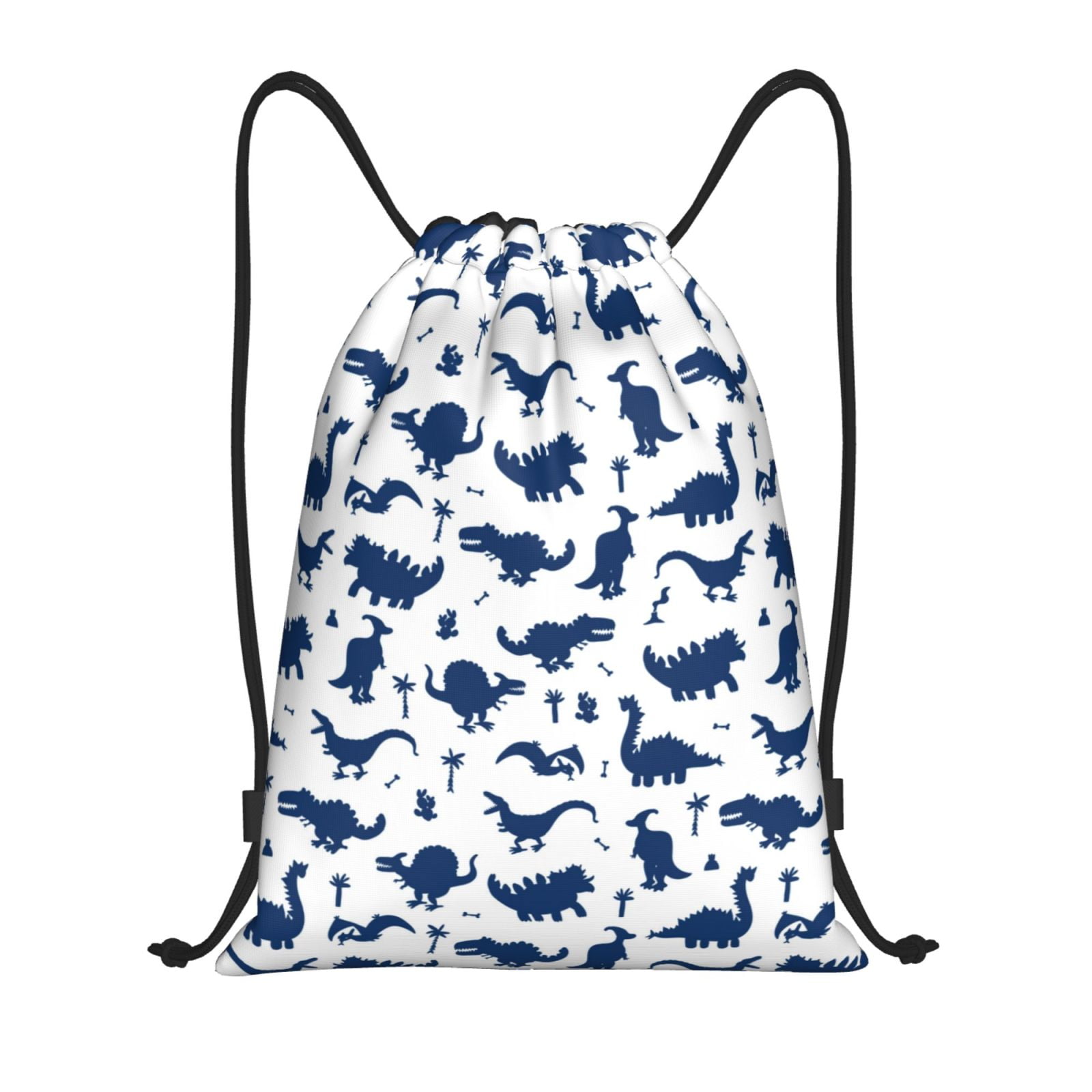 Drawstring Backpack, Dinosaurs Blue Silhouette Light Waterproof Sports ...