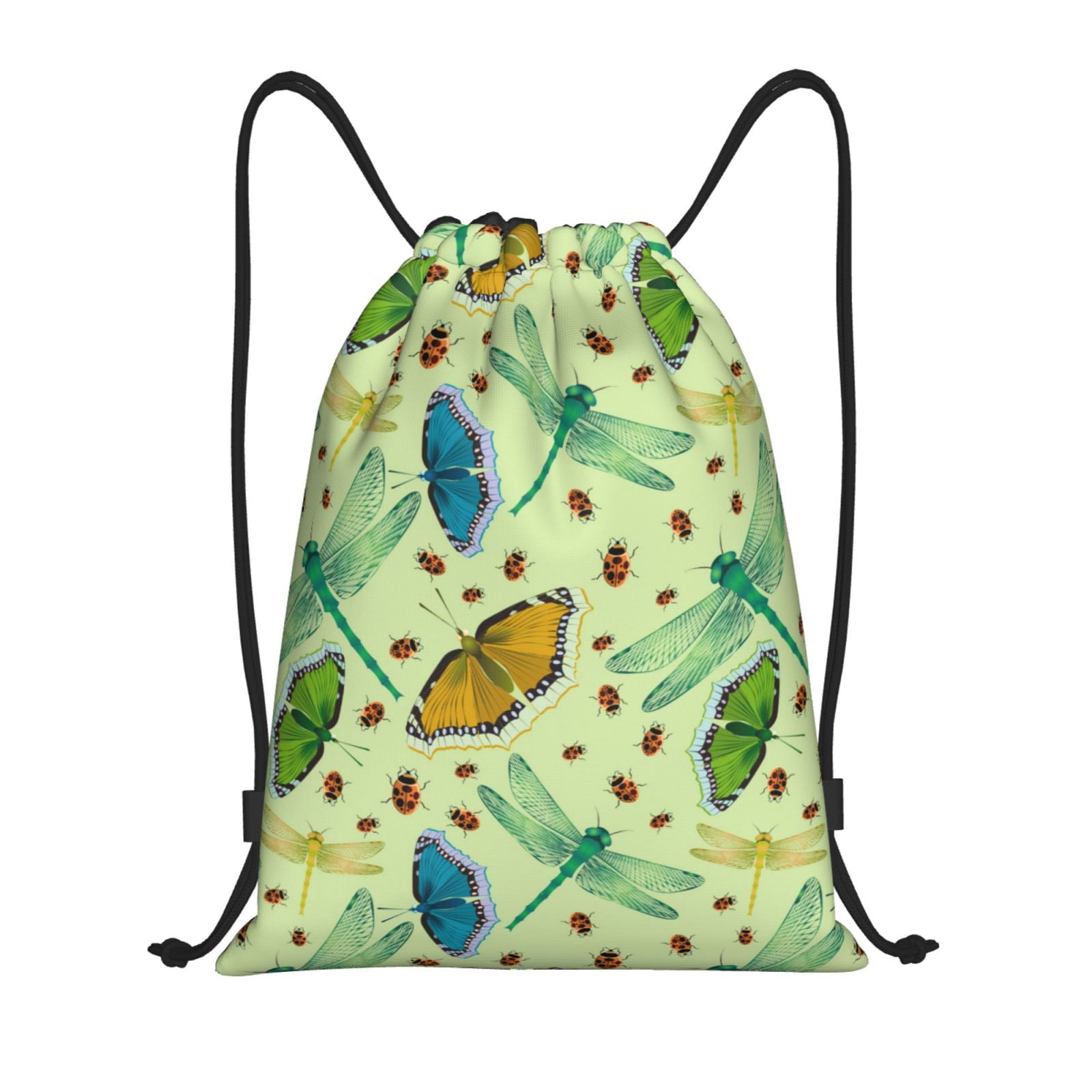 Drawstring Backpack - Dragonfly Butterfly Ladybird Gym Bag for Women ...
