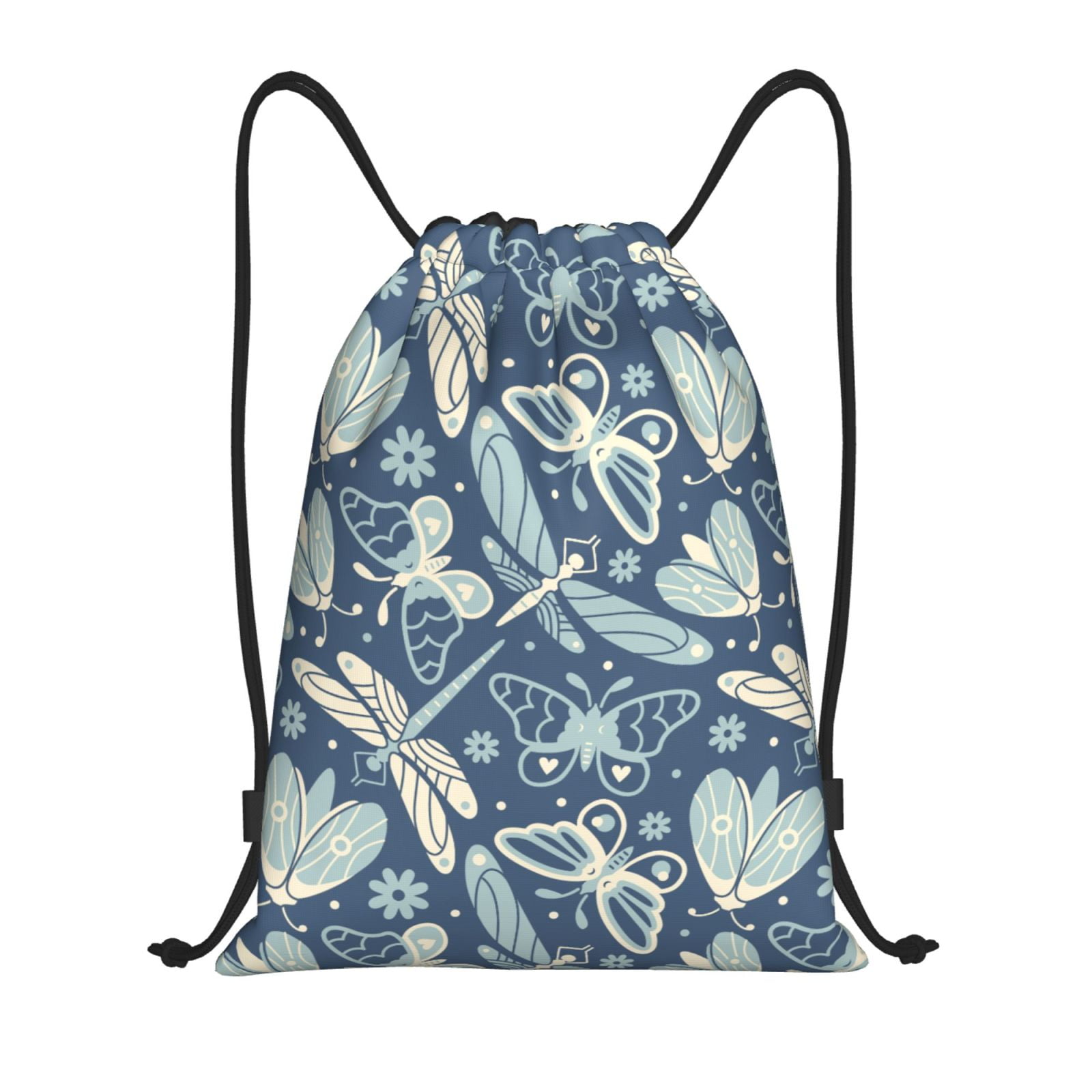 Drawstring Backpack, Dragonfly Moth Butterfly Light Waterproof Sports ...