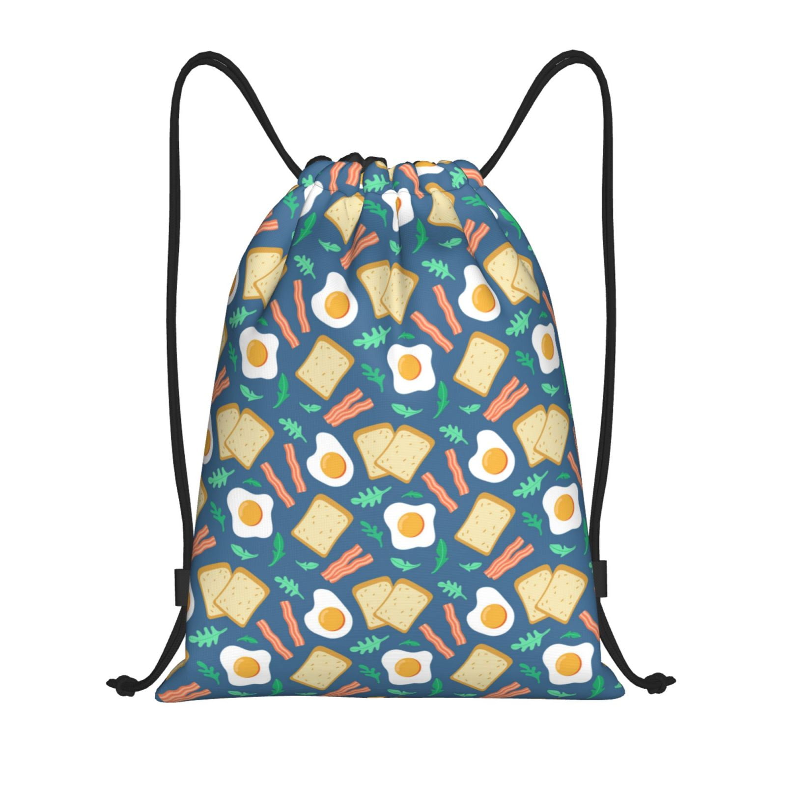 Drawstring Backpack, Eggs Toast Bacon And Arugula Light Waterproof ...
