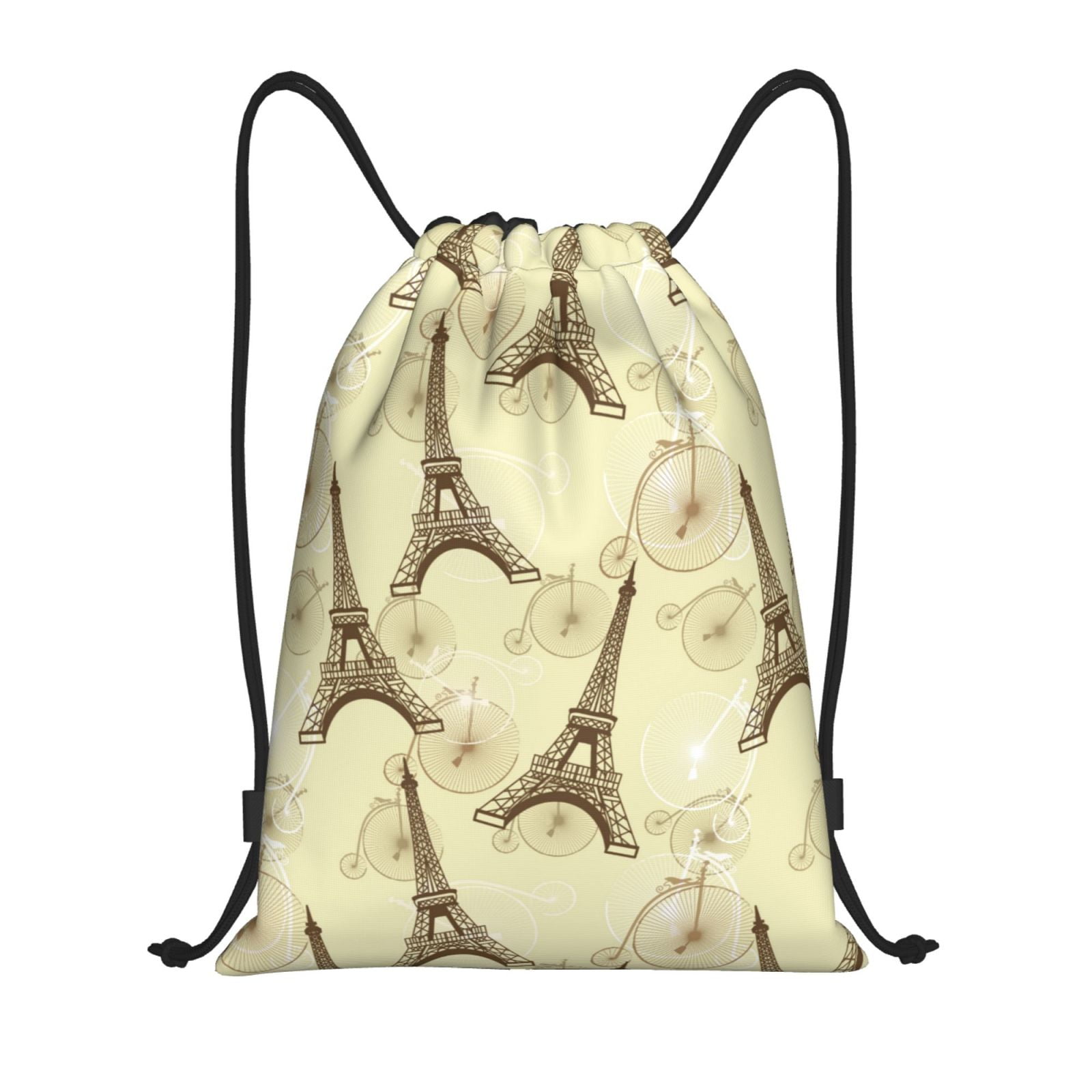 Drawstring Backpack, Eiffel Tower bike Light Waterproof Sports Gym Bag ...