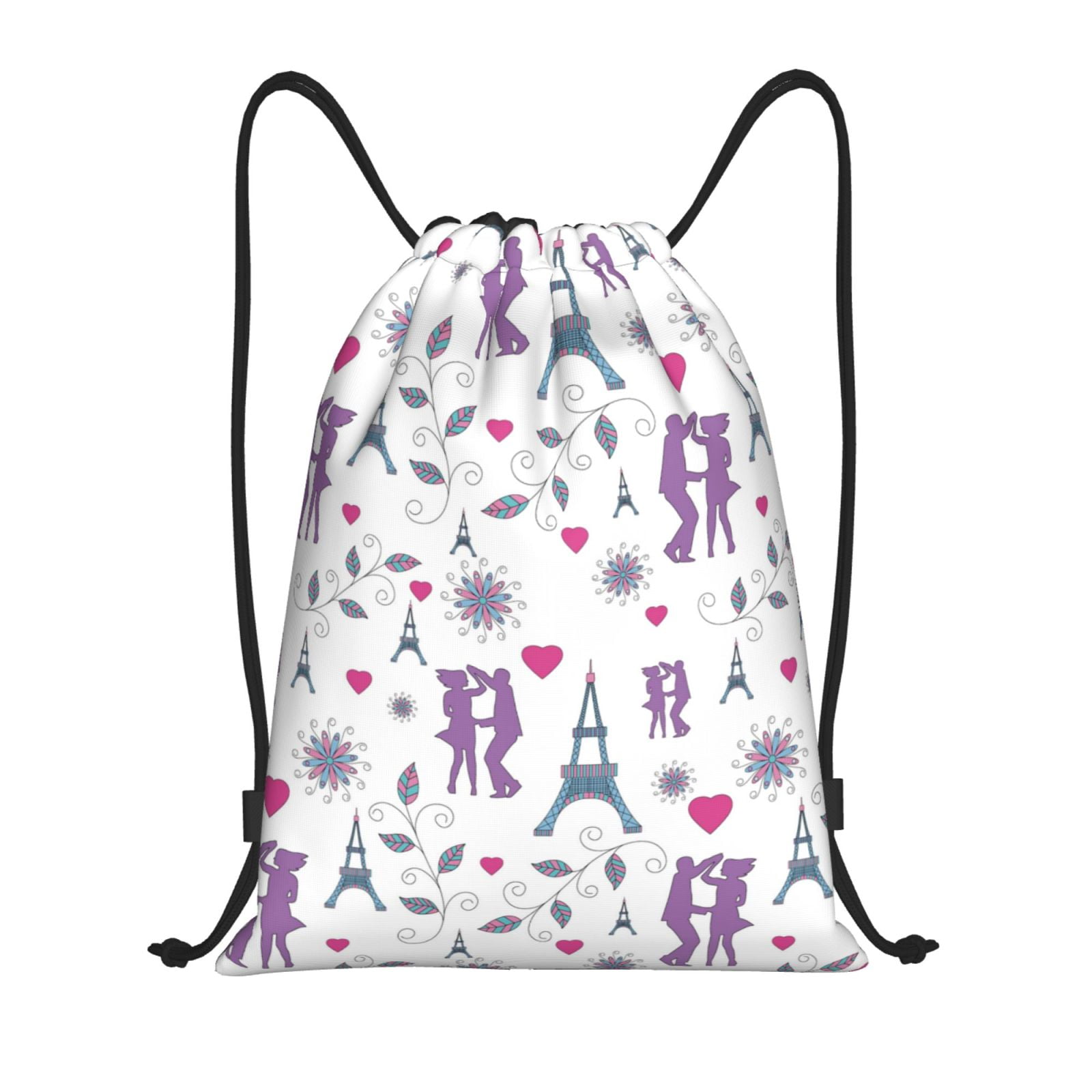 Drawstring Backpack - Eiffel Tower dancing Cheer Gym Bag for Women Men ...