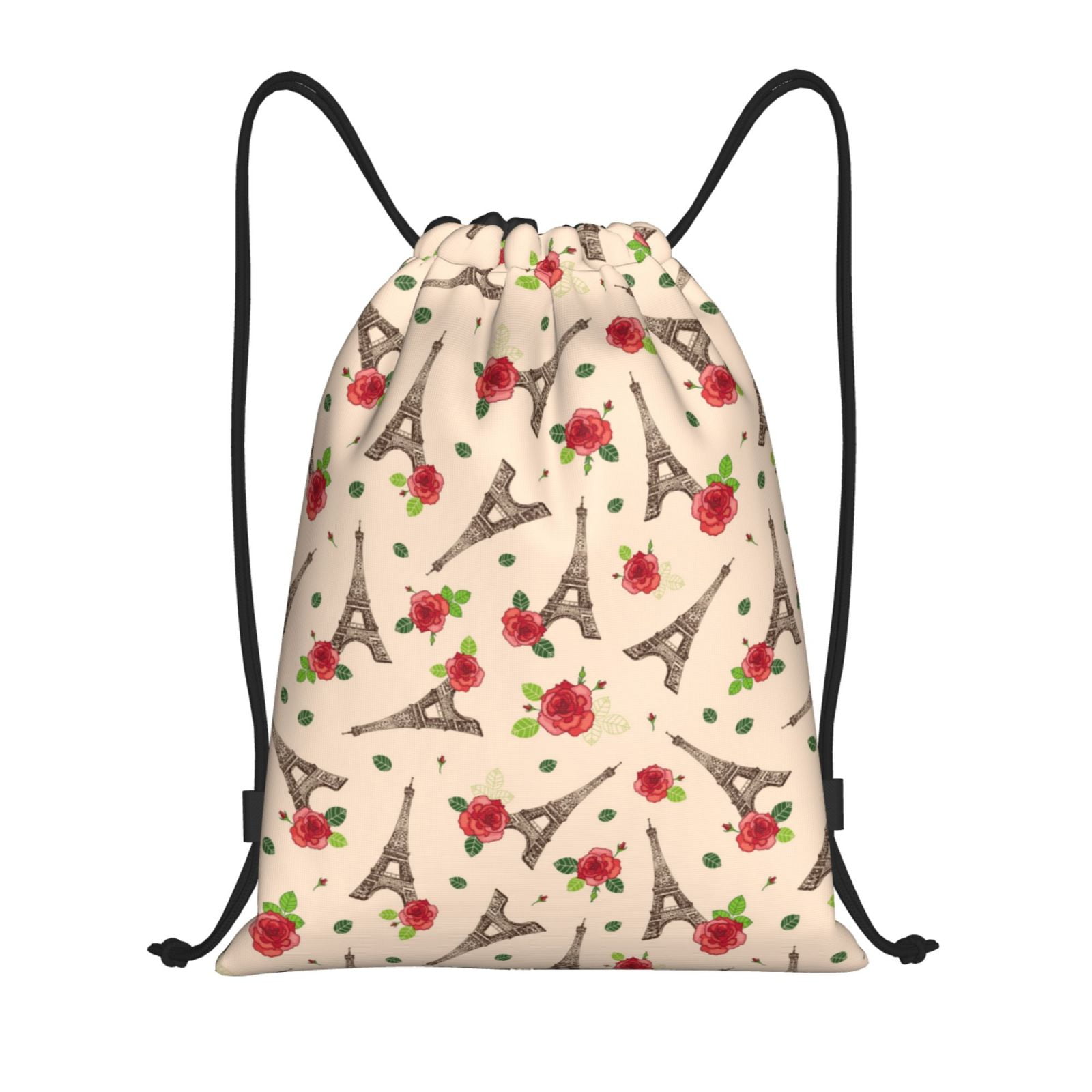 Drawstring Backpack, Eiffel Towers flower Light Waterproof Sports Gym ...