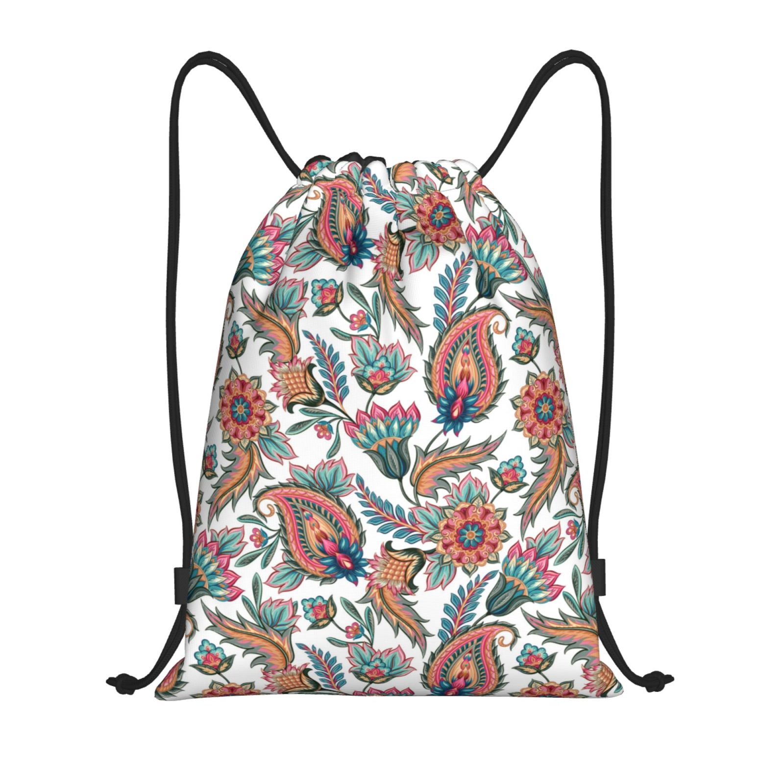 Drawstring Backpack - Elegant Flower Paisley Gym Bag for Women Men ...