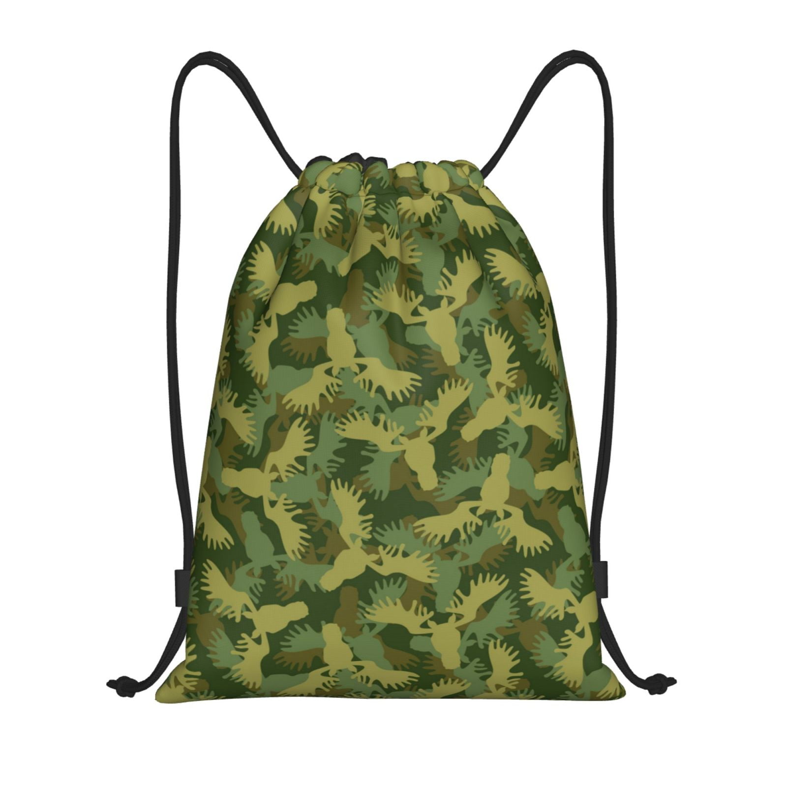 Drawstring Backpack, Elk moose armygreen Camouflage Light Waterproof ...