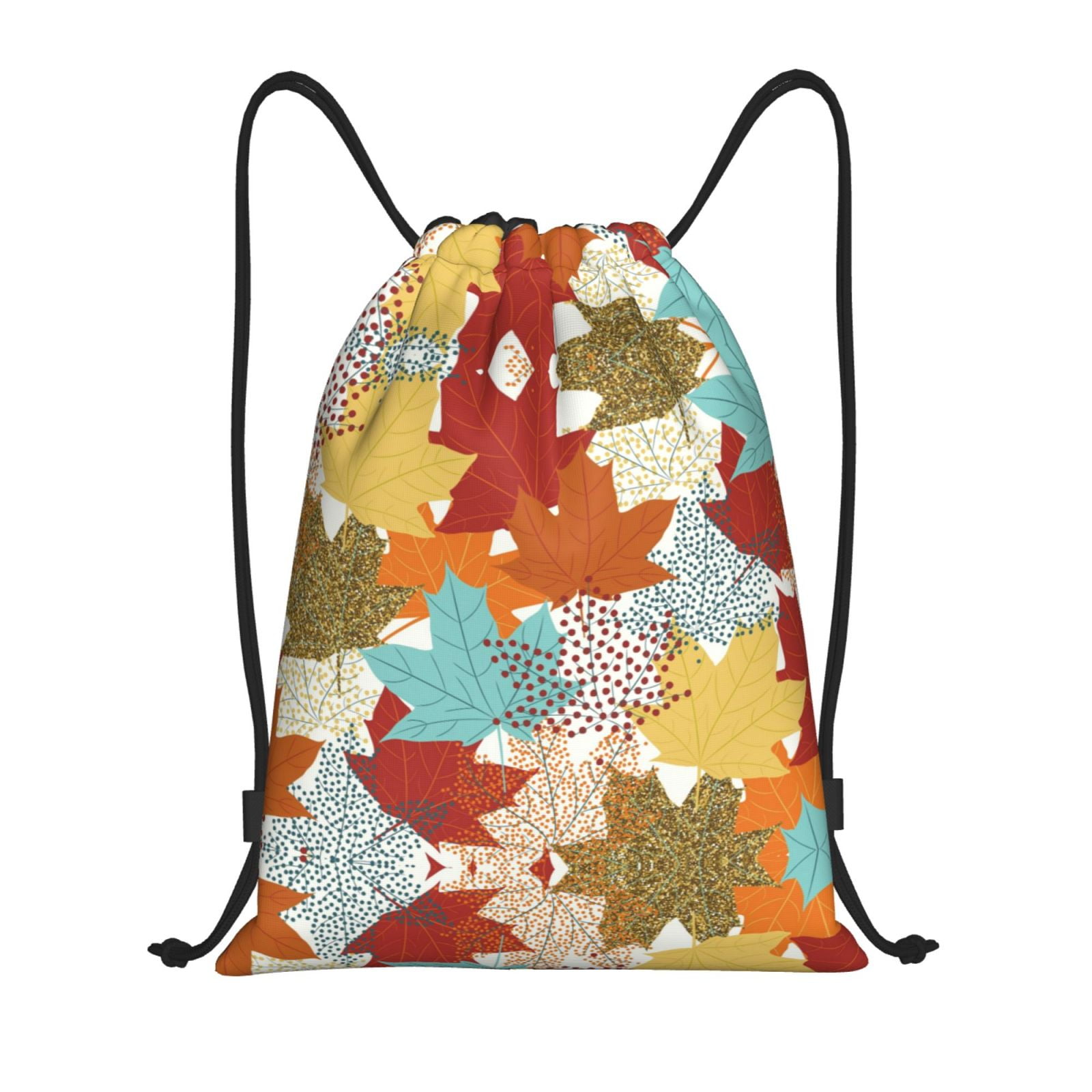 Drawstring Backpack, Fall Maple Leaves Light Waterproof Sports Gym Bag ...