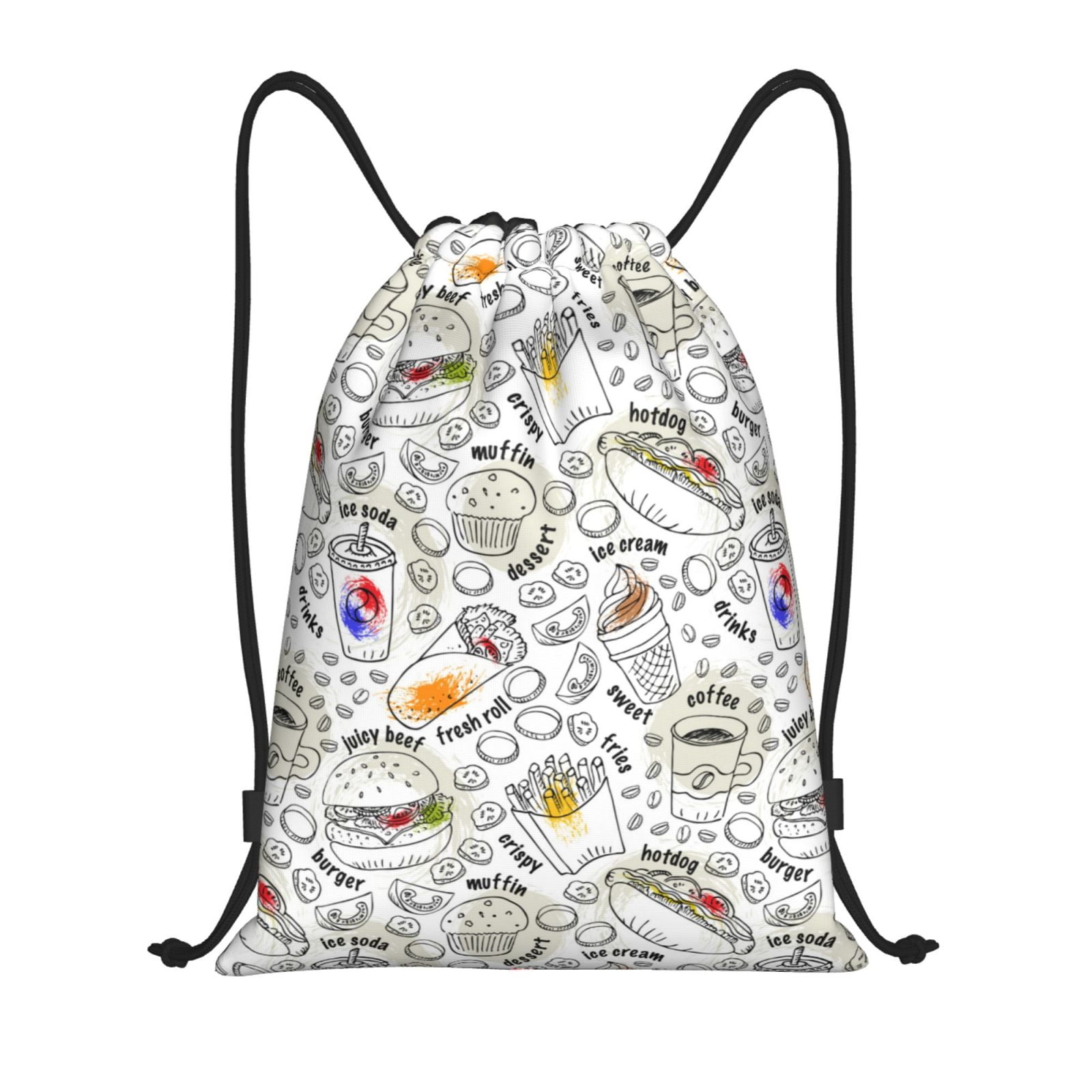 Drawstring Backpack - Fastfood K Splash Proof Small Drawstring Gym Bag ...