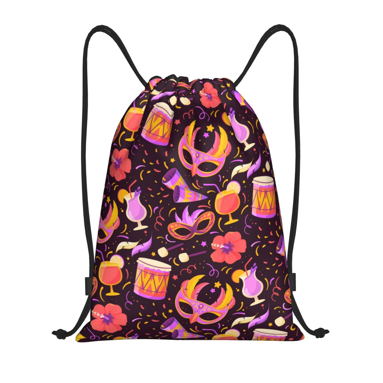 Drawstring Backpack - Festive Carnival Party Elements Splash Proof ...