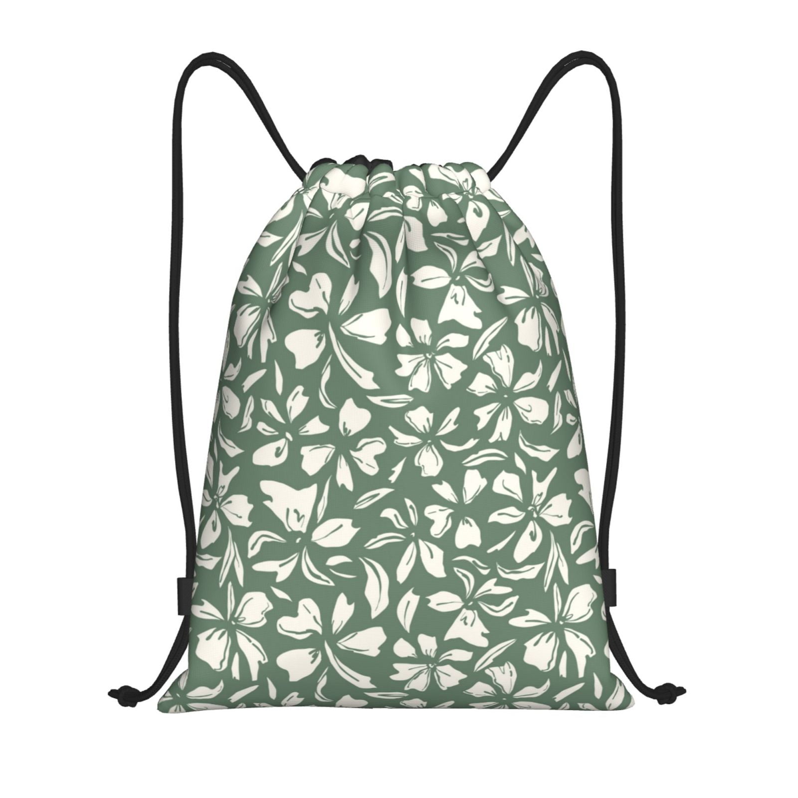 Drawstring Backpack - Flowers With Leaves Cheer Gym Bag for Women Men ...