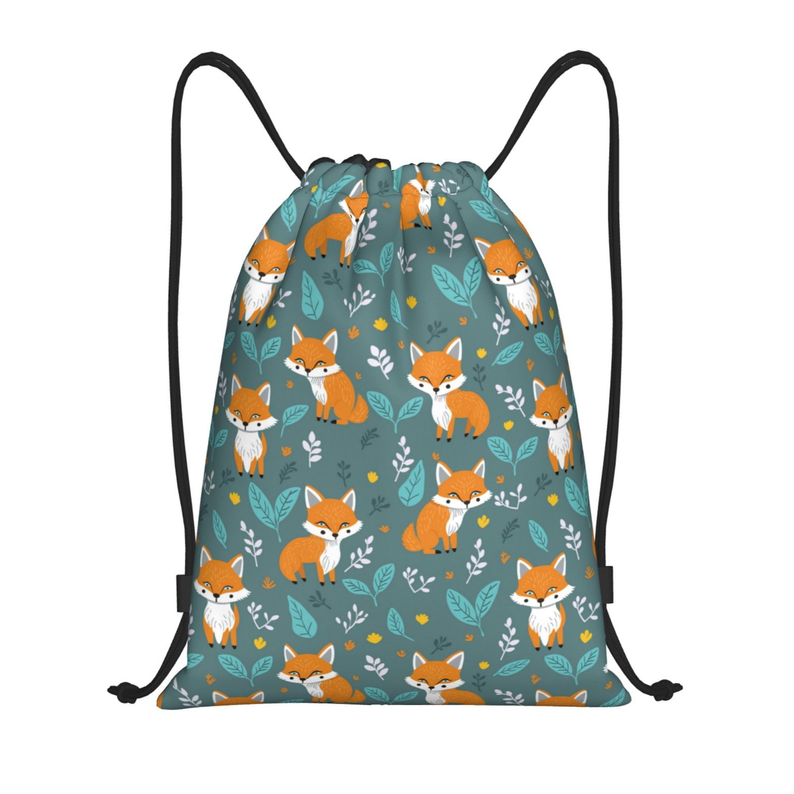 Drawstring Backpack - Fox Pattern No.9070 Splash Proof Small Drawstring ...