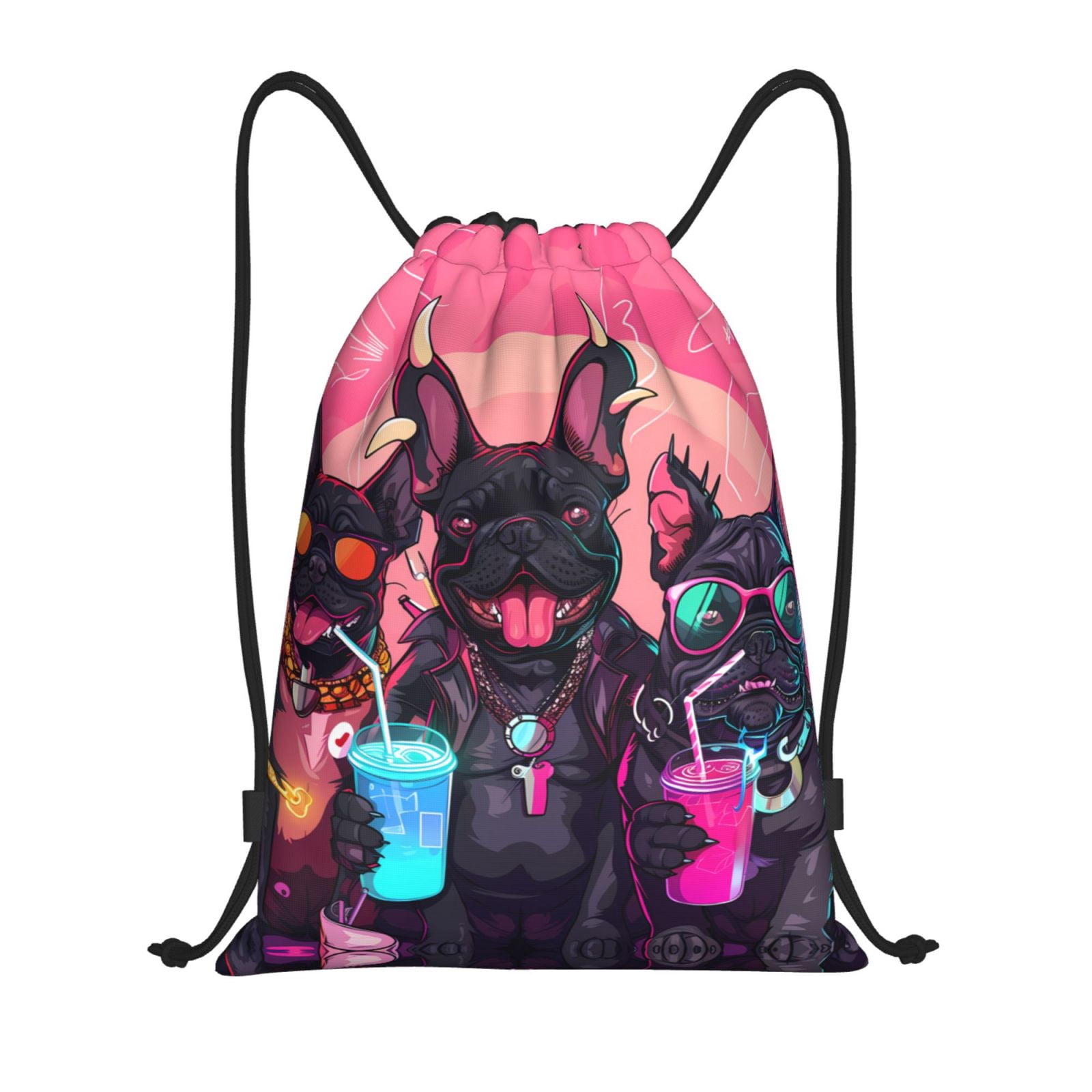 Drawstring Backpack, French Bulldog Cool No.105 Light Waterproof Sports ...