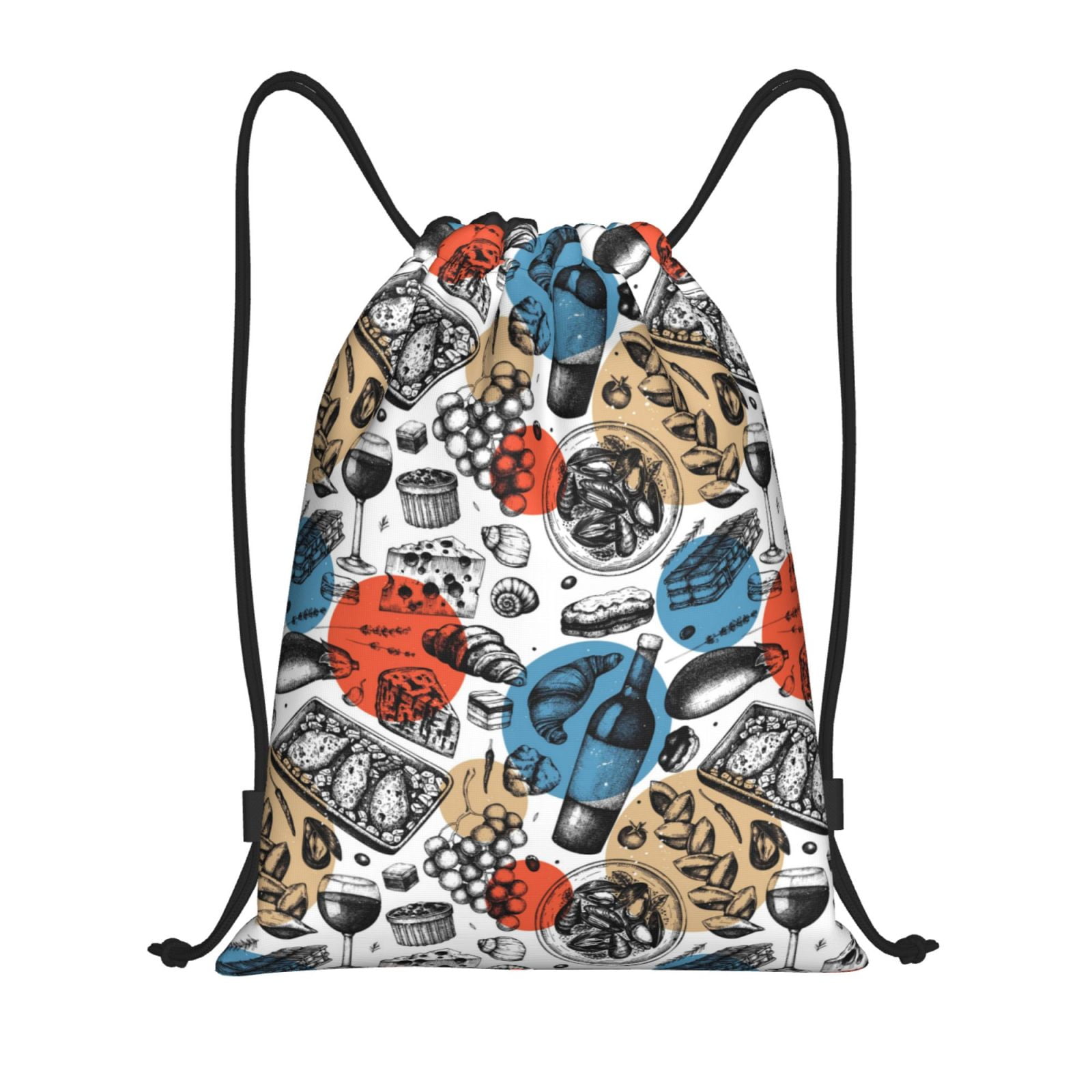 Drawstring Backpack, French Food Light Waterproof Sports Gym Bag Draw ...
