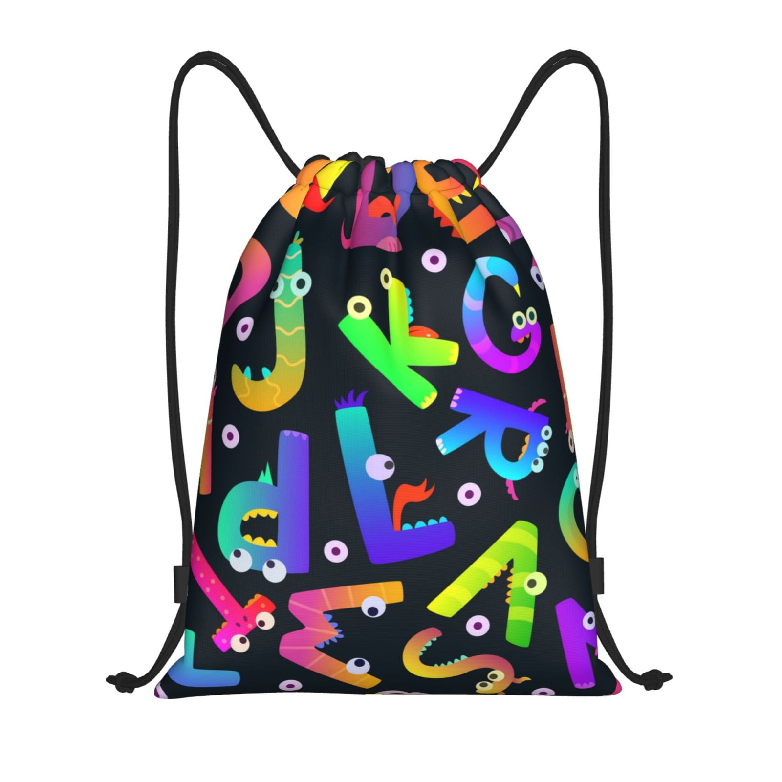 Drawstring Backpack, Funny Alphabet Monster Light Waterproof Sports Gym ...