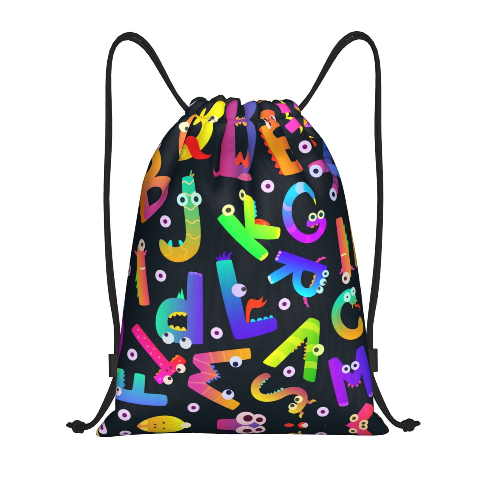 Drawstring Backpack, Funny Alphabet Monster Light Waterproof Sports Gym ...