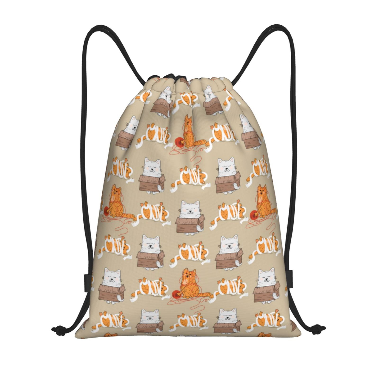 Drawstring Backpack - Funny Cartoon Carton Cat Splash Proof Small ...