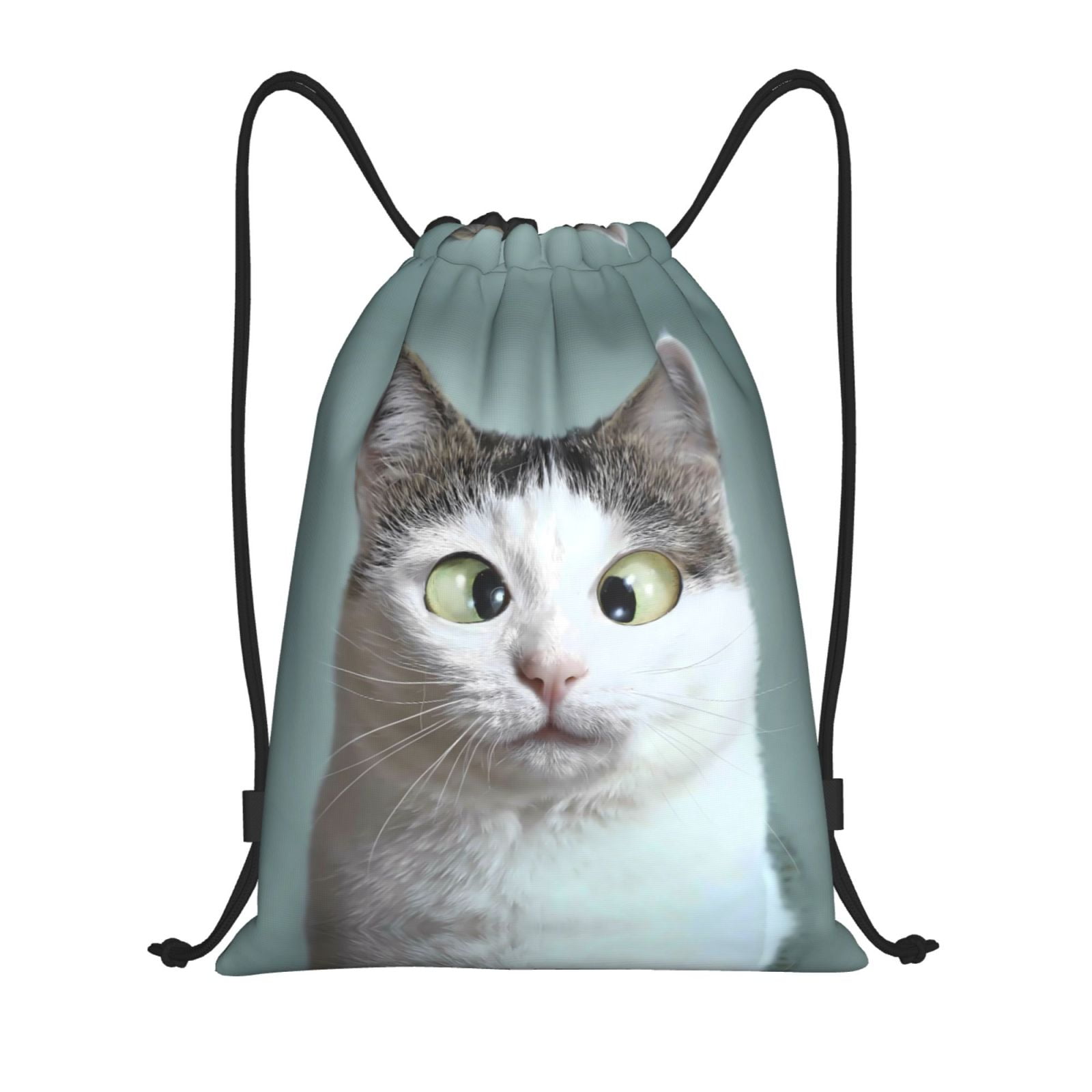 Drawstring Backpack, Funny Cat Light Waterproof Sports Gym Bag Draw ...