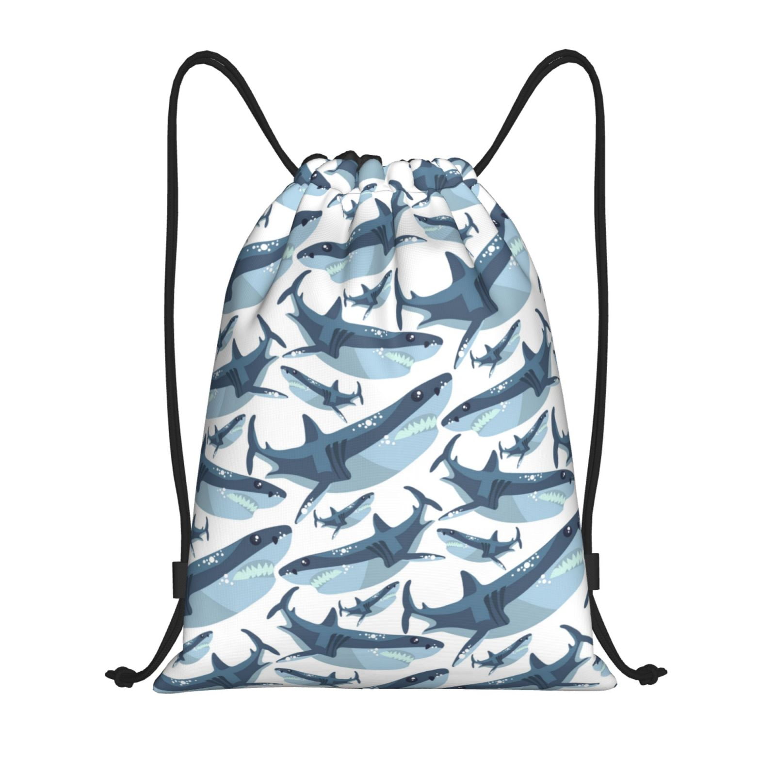 Drawstring Backpack Funny Cool Shark Sports Gym Bag for Men Women ...