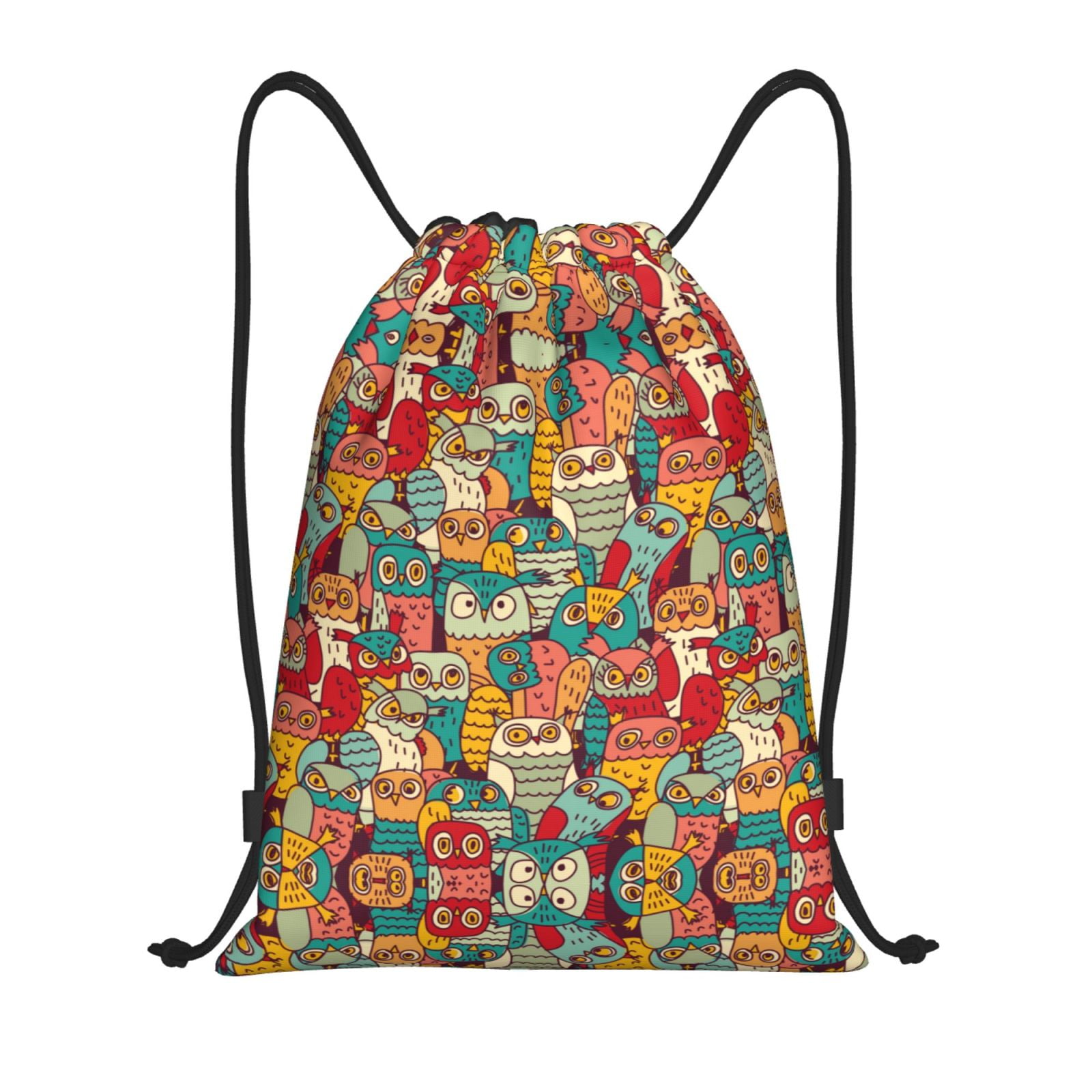 Drawstring Backpack Funny Owl Bird Sports Gym Bag for Men Women ...
