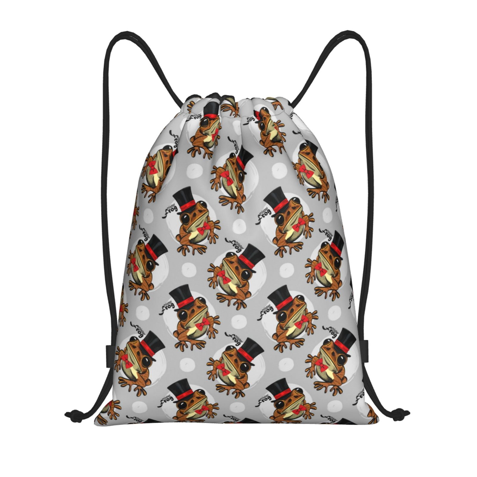 Drawstring Backpack Funny frog hat bow cool Sports Gym Bag for Men ...