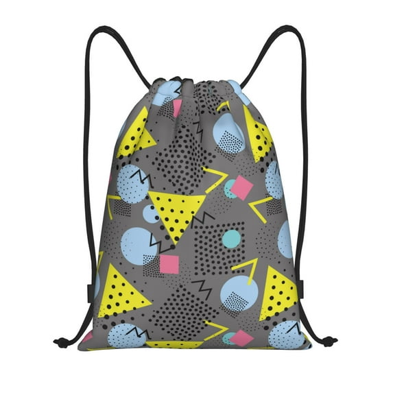 Drawstring Backpack, Geometric print Light Waterproof Sports Gym Bag ...