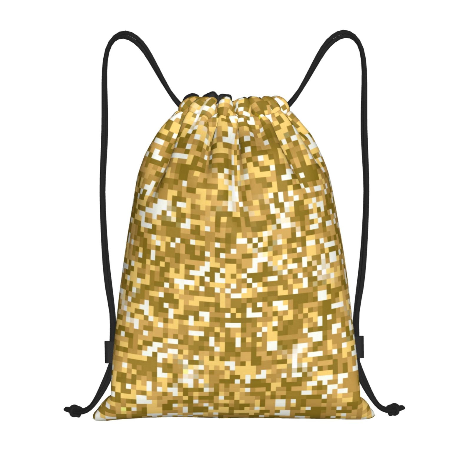 Drawstring Backpack - Glitter Gold Splash Proof Small Drawstring Gym ...
