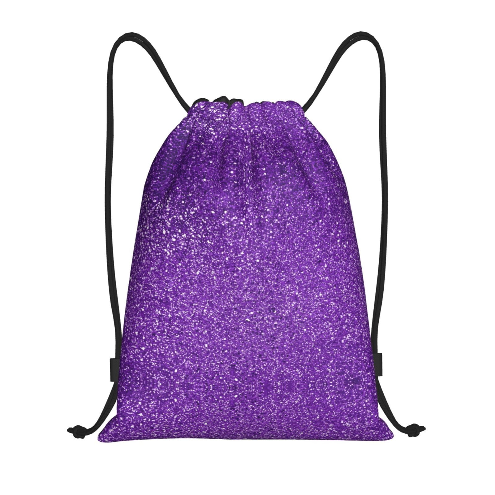 Drawstring Backpack - Glitter Purple Splash Proof Small Drawstring Gym ...