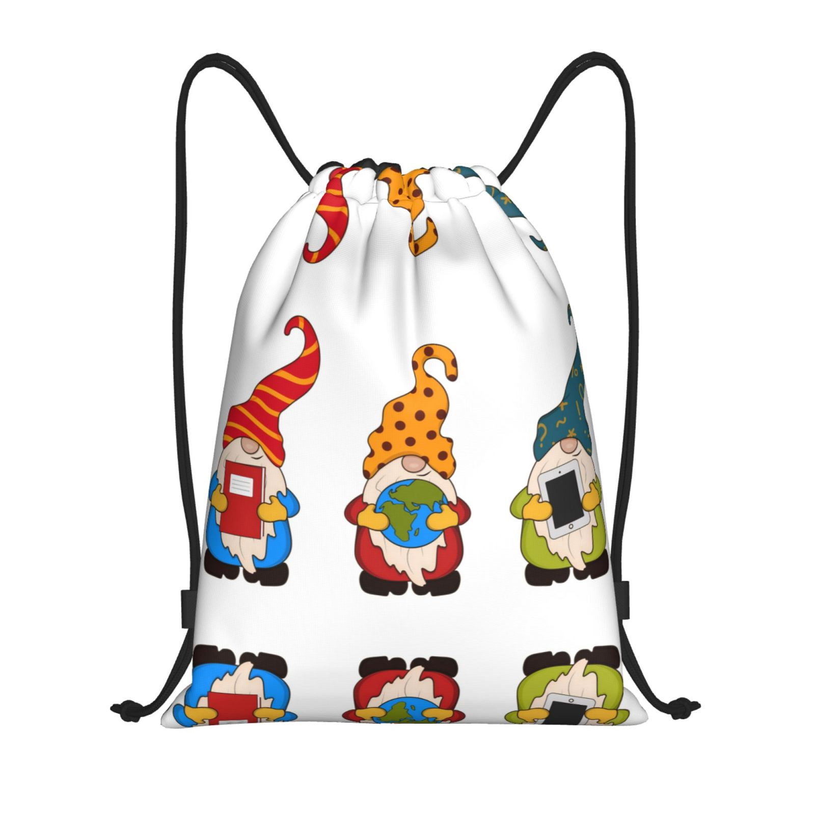 Drawstring Backpack - Gnomes Are Holding School Supplies Cheer Gym Bag ...