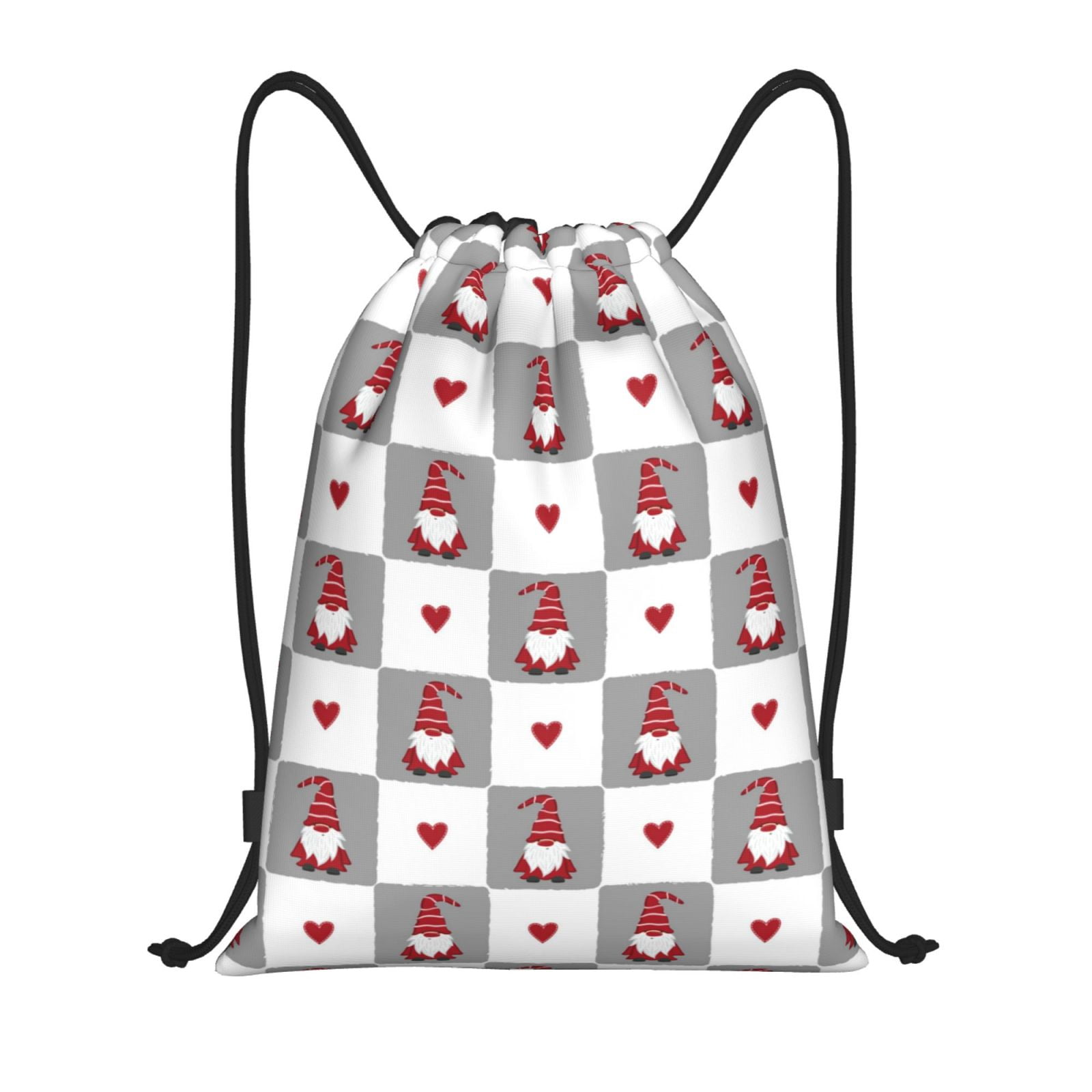 Drawstring Backpack - Gnomes and Hearts Splash Proof Small Drawstring ...