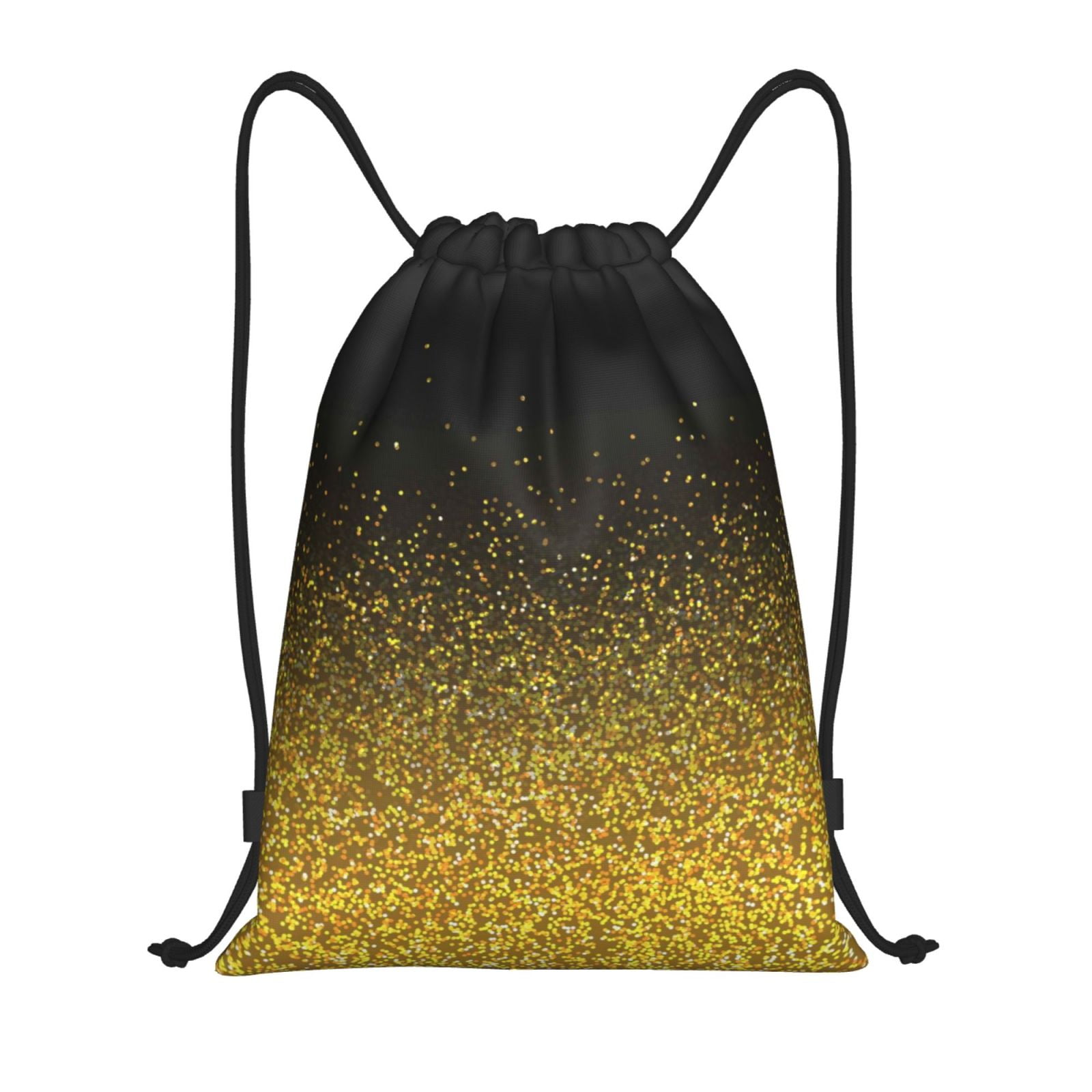 Drawstring Backpack - Gold Glitter Gradient Cheer Gym Bag for Women Men ...