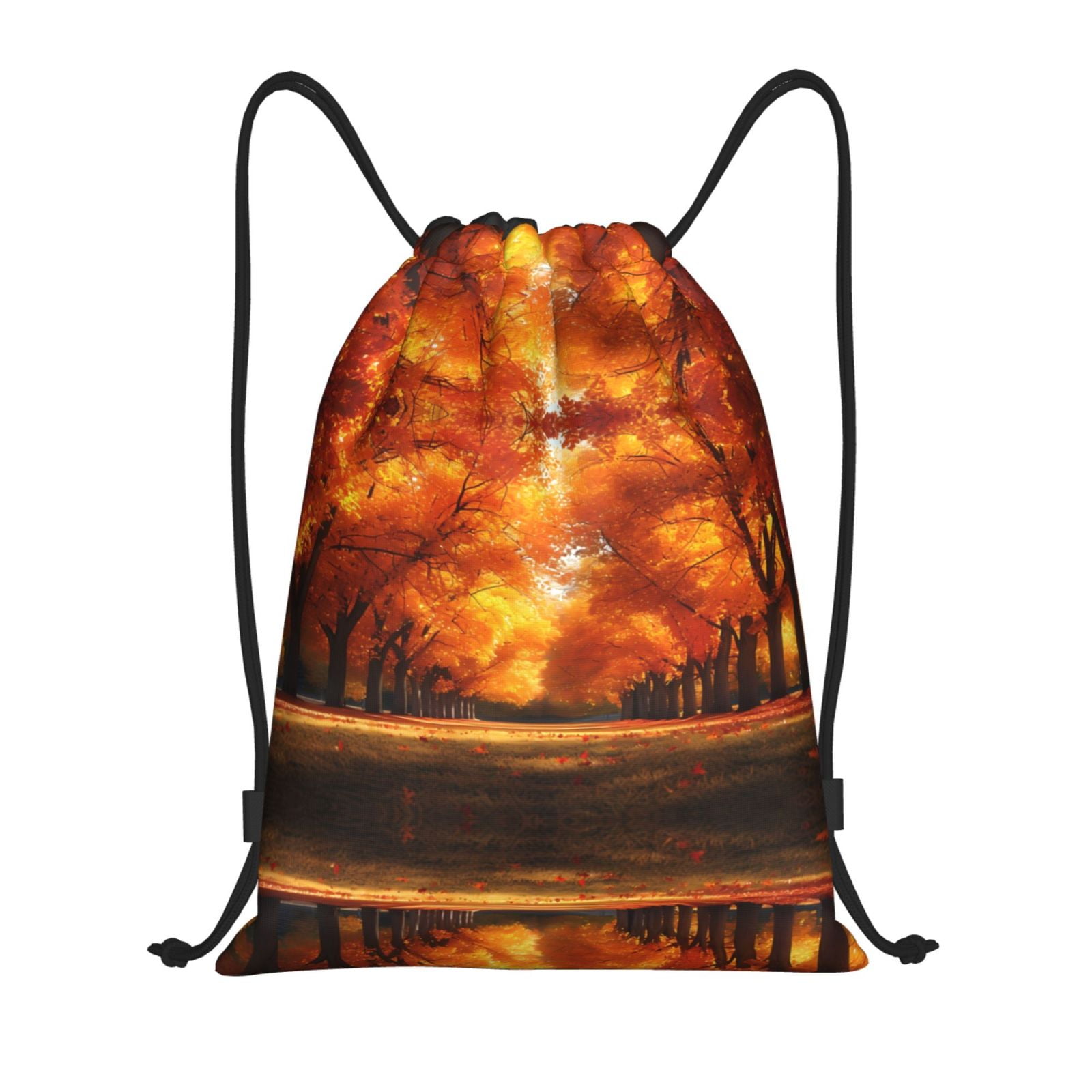 Drawstring Backpack Golden Autumn Tree Avenue Sports Gym Bag for Men ...