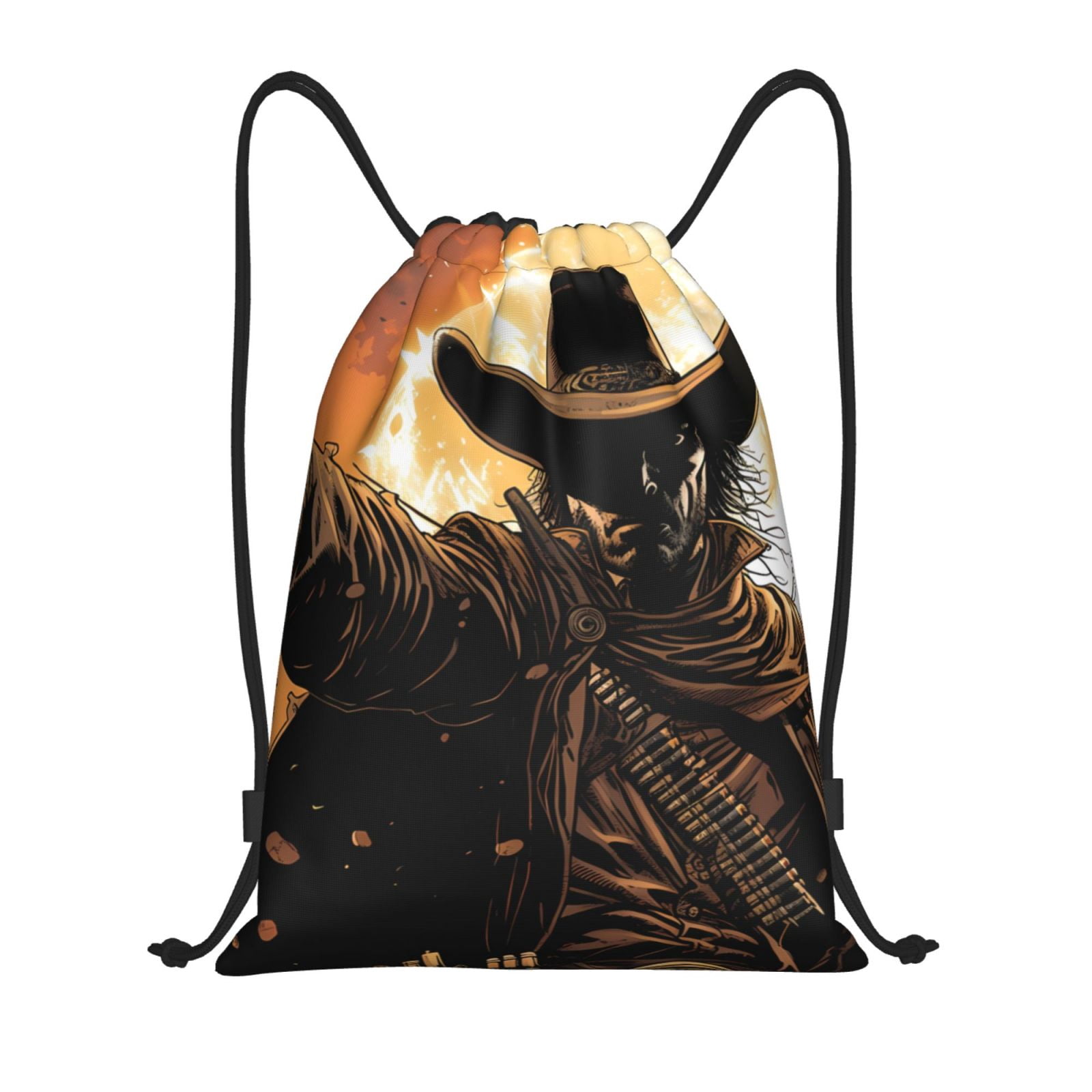 Drawstring Backpack Golden Sun Cowboy Sports Gym Bag for Men Women ...
