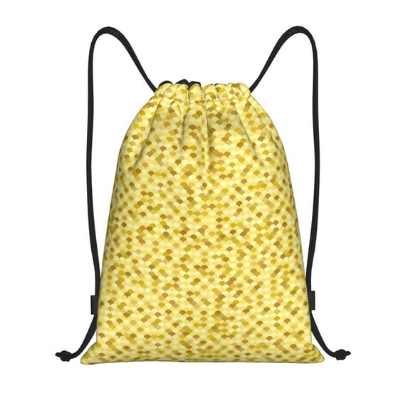 Drawstring Backpack, Golden fish scale Light Waterproof Sports Gym Bag ...