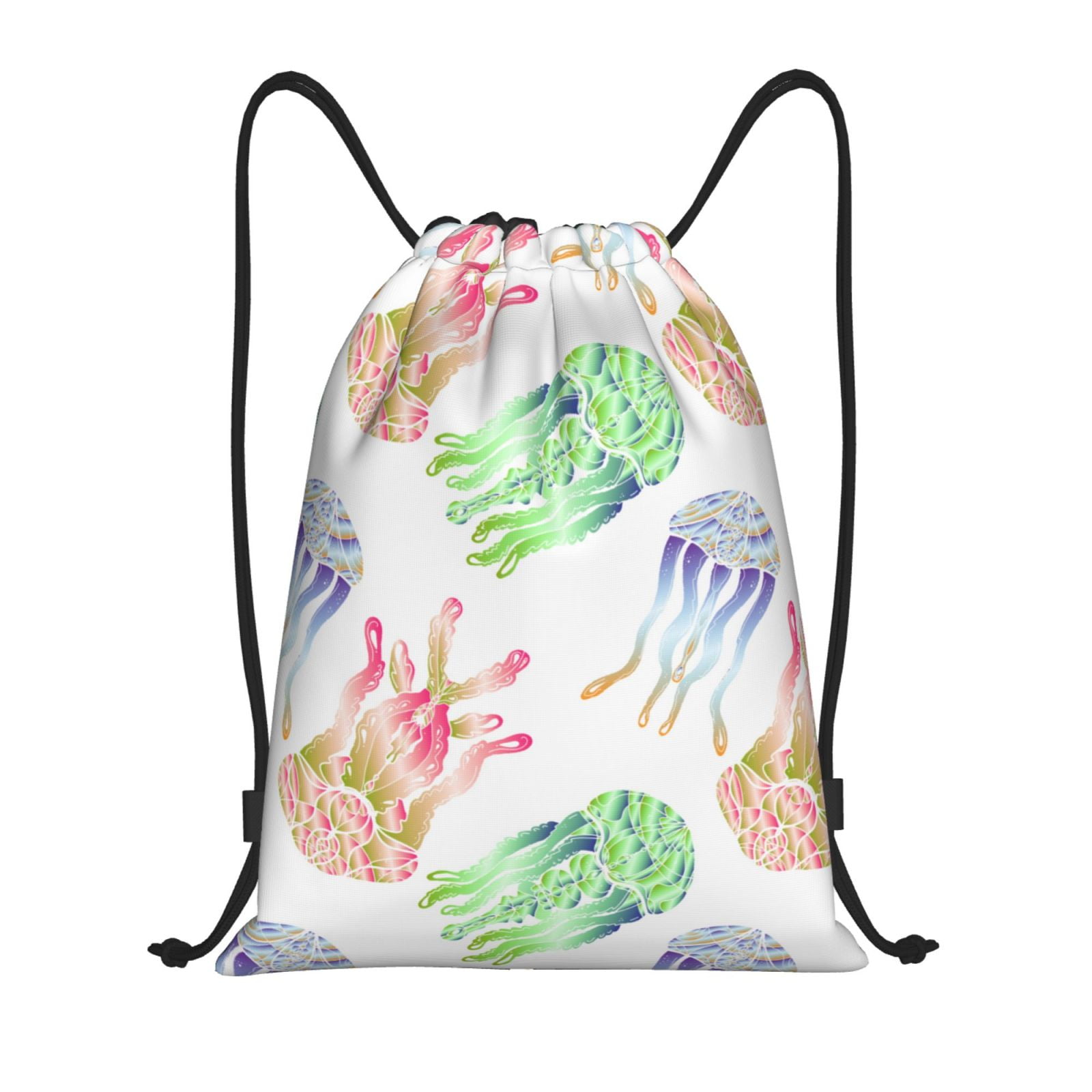 Drawstring Backpack - Gradient Jellyfish Cheer Gym Bag for Women Men ...