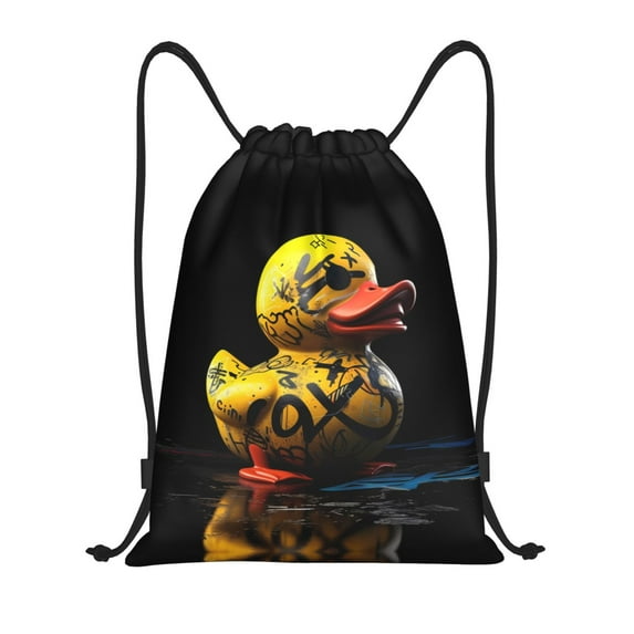Drawstring Backpack, Graffiti Yellow Duck Light Waterproof Sports Gym ...