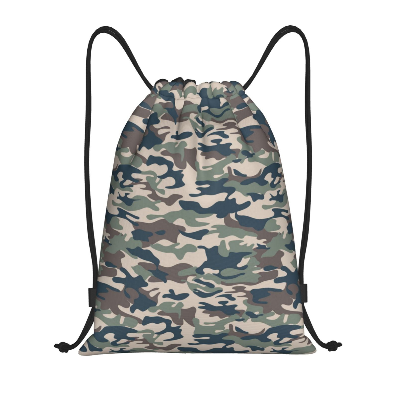 Drawstring Backpack - Green Camouflage Print Cheer Gym Bag for Women ...