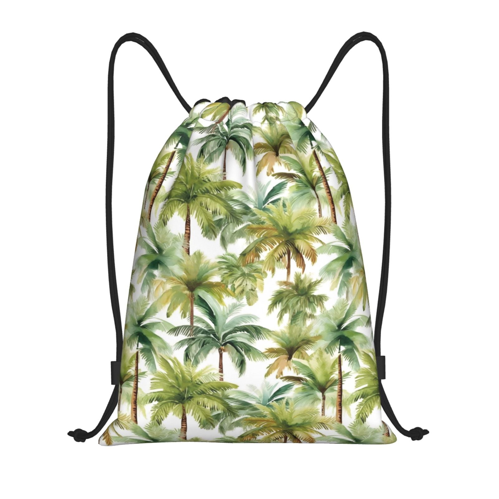Drawstring Backpack, Green Coconut Tree Light Waterproof Sports Gym Bag ...