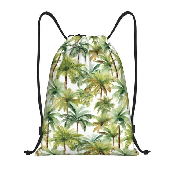 Drawstring Backpack, Green Coconut Tree Light Waterproof Sports Gym Bag ...