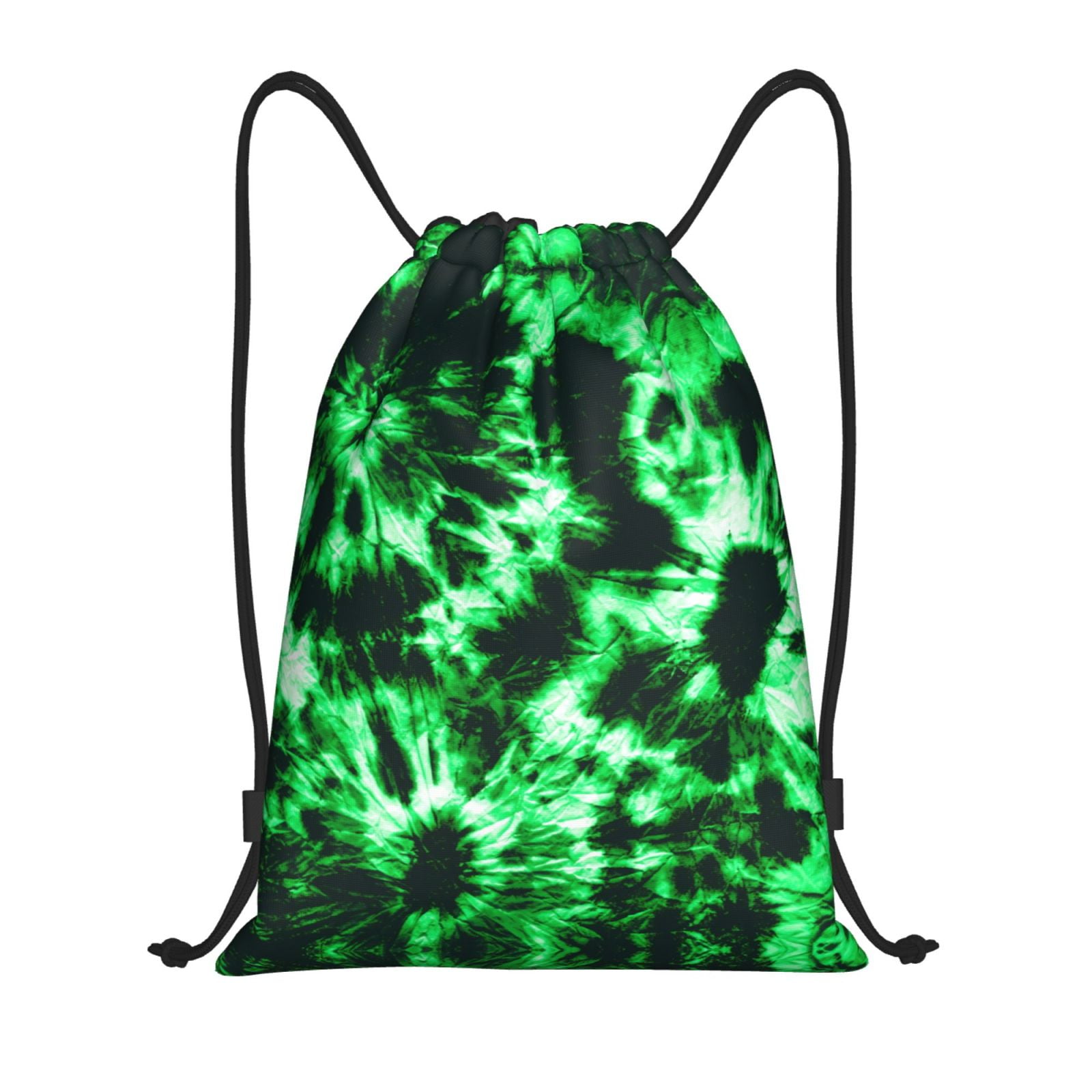 Drawstring Backpack - Green Tie Dye Splash Proof Small Drawstring Gym ...