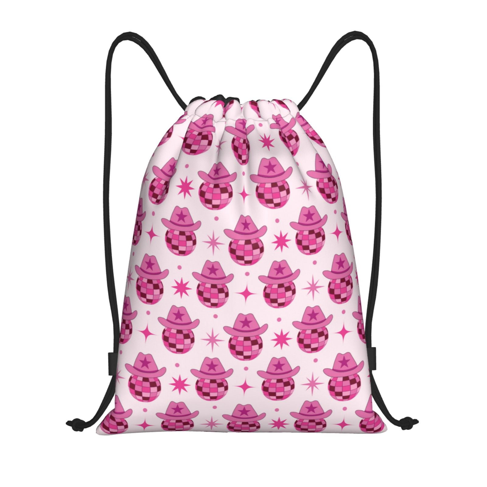 Drawstring Backpack - Groovy Pink Disco Balls Gym Bag for Women Men ...