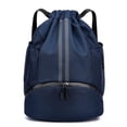 Drawstring Backpack Gym Bag with Shoes Compartment, Water-Resistant ...